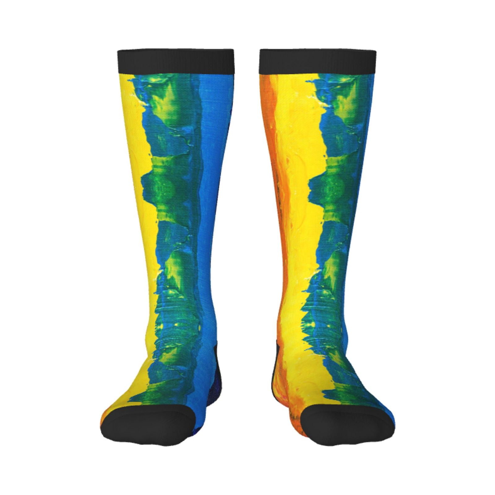 Vsdgher Rainbow Colored Print Thigh High Socks Extra Long Stretchy Sock ...