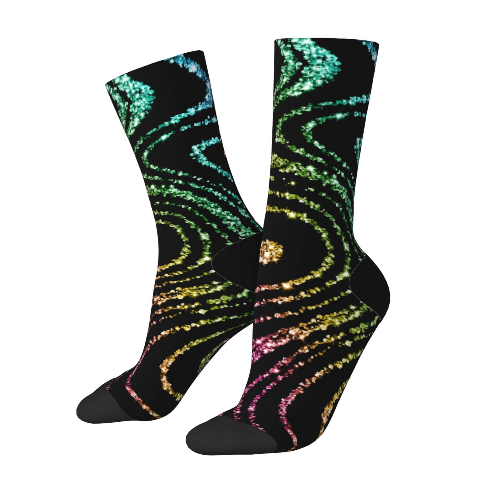 Vsdgher Rainbow Glitter Crew Socks for Men & Women, Breathable Casual ...