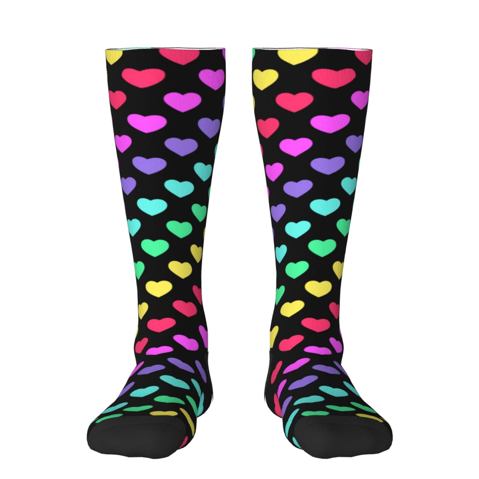 Vsdgher Rainbow Hearts Print Thigh High Socks Extra Long Stretchy Sock ...