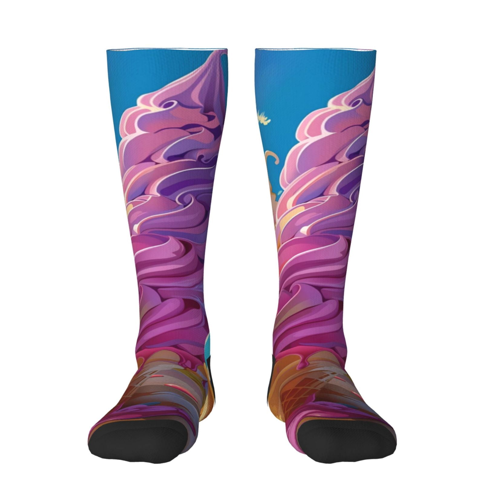 Vsdgher Rainbow Melting Ice Cream Knee Socks, High Socks Long Stretchy ...