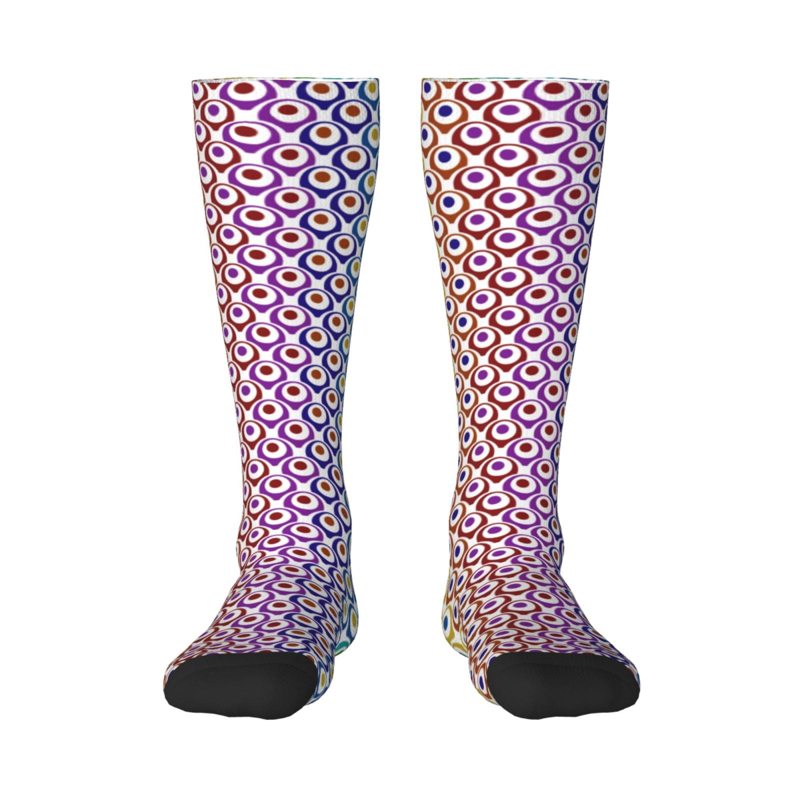 Vsdgher Rainbow Peacock Feathers Print Thigh High Socks Extra Long ...