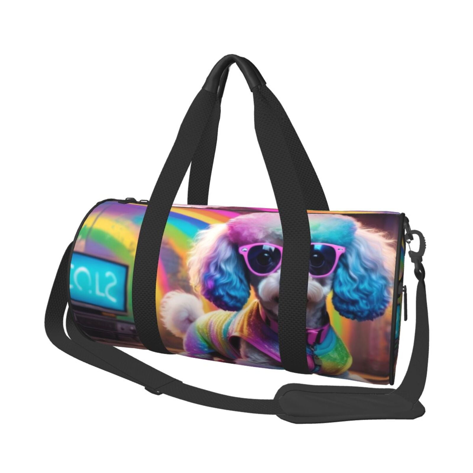 Vsdgher Rainbow Poodle Urban Street 45L Foldable Duffel Bag, Sports Gym Bag,Overnight Bag ...
