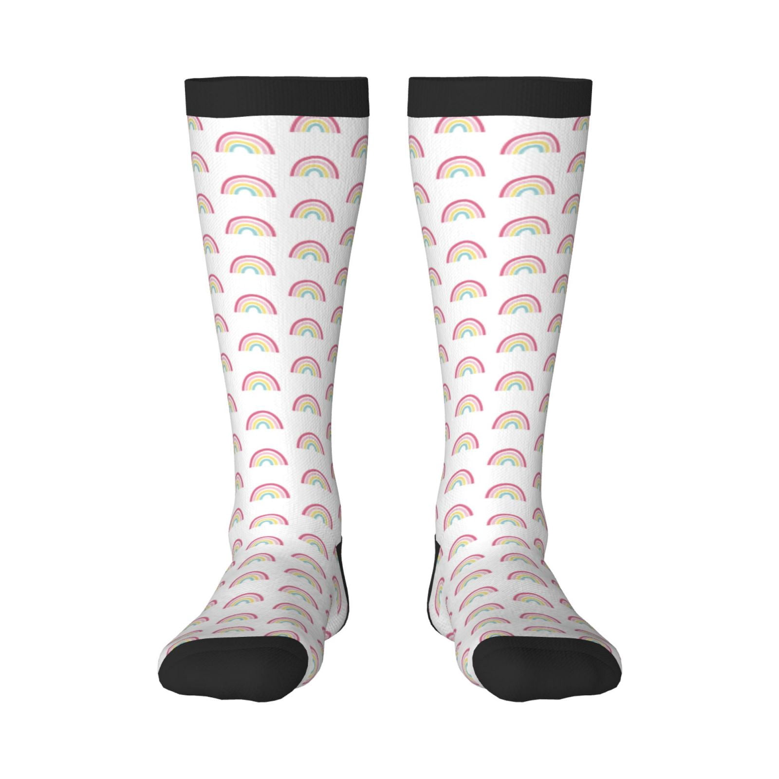 Vsdgher Rainbow Print Thigh High Socks Extra Long Stretchy Sock Women ...