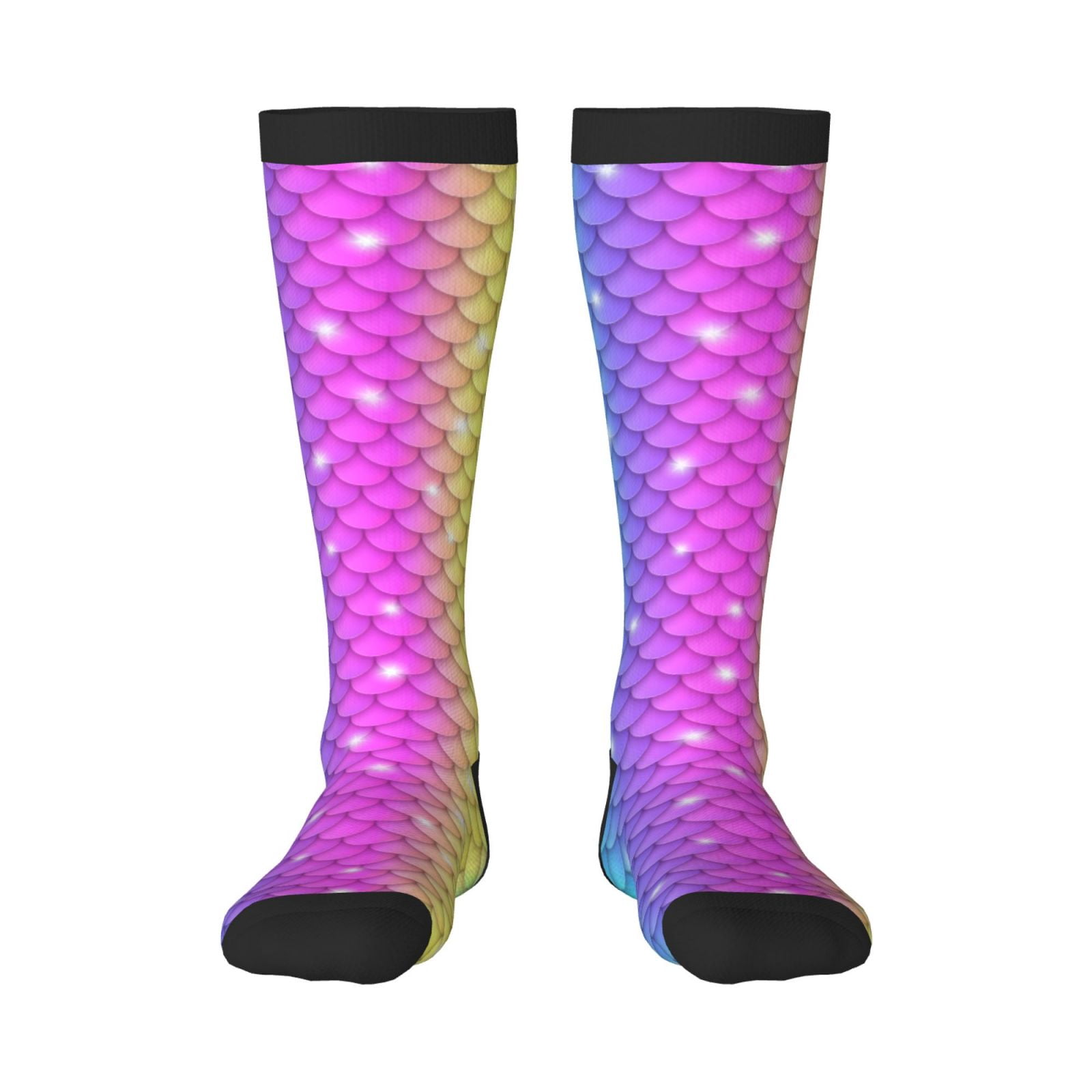 Vsdgher Rainbow Scales2 Print Thigh High Socks Extra Long Stretchy Sock ...