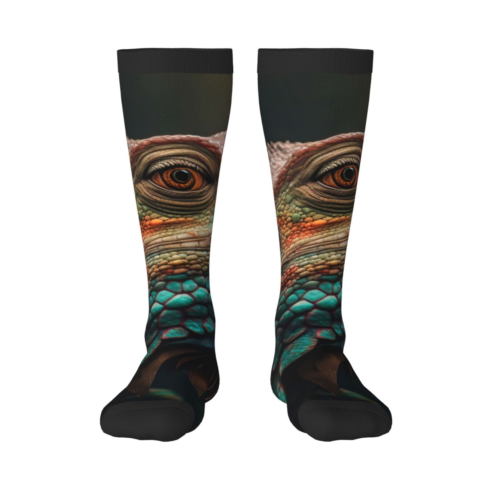 Vsdgher Realistic Colorful Chameleon Print Thigh High Socks Extra Long ...