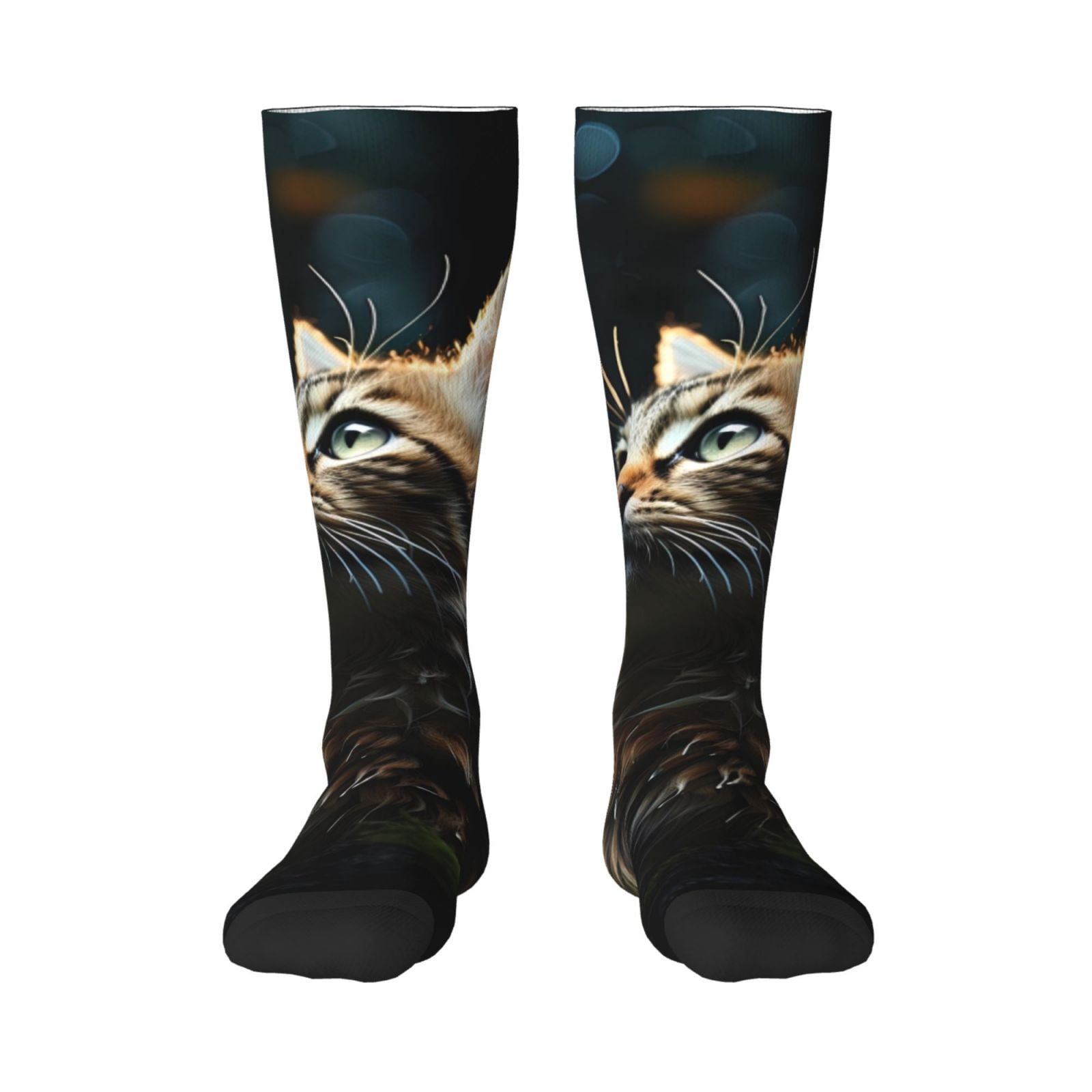 Vsdgher Realistic Style Cute Cat Print Thigh High Socks Extra Long ...