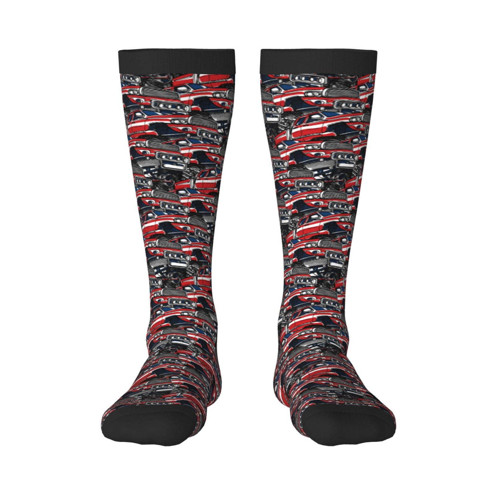 Vsdgher Red And Blue Cars Print Thigh High Socks Extra Long Stretchy ...