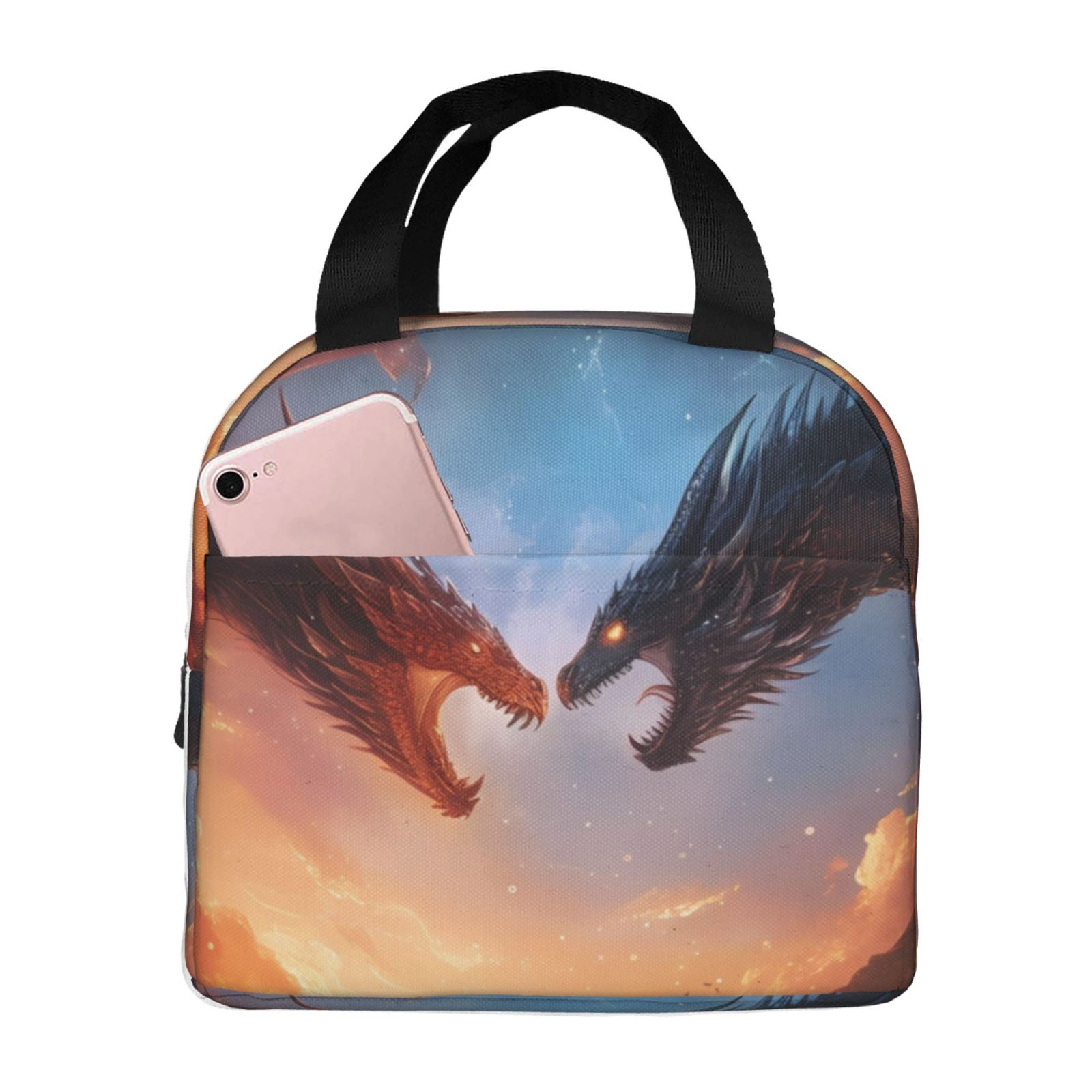Vsdgher Red And Blue Fire Cloud Dragon Lunch Bag, Lunch Box for Women ...