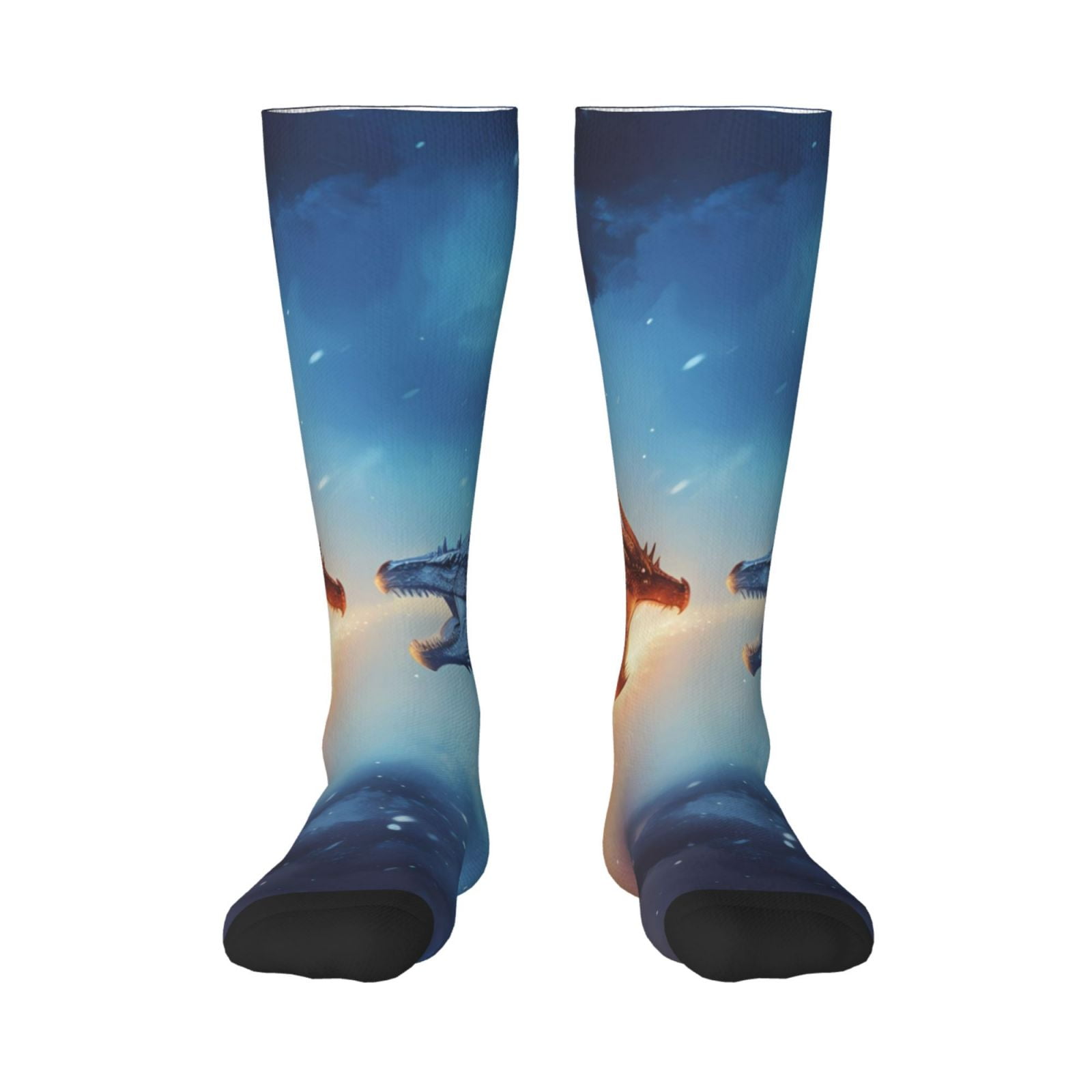 Vsdgher Red And Blue Fire Dragon A Print Thigh High Socks Extra Long ...