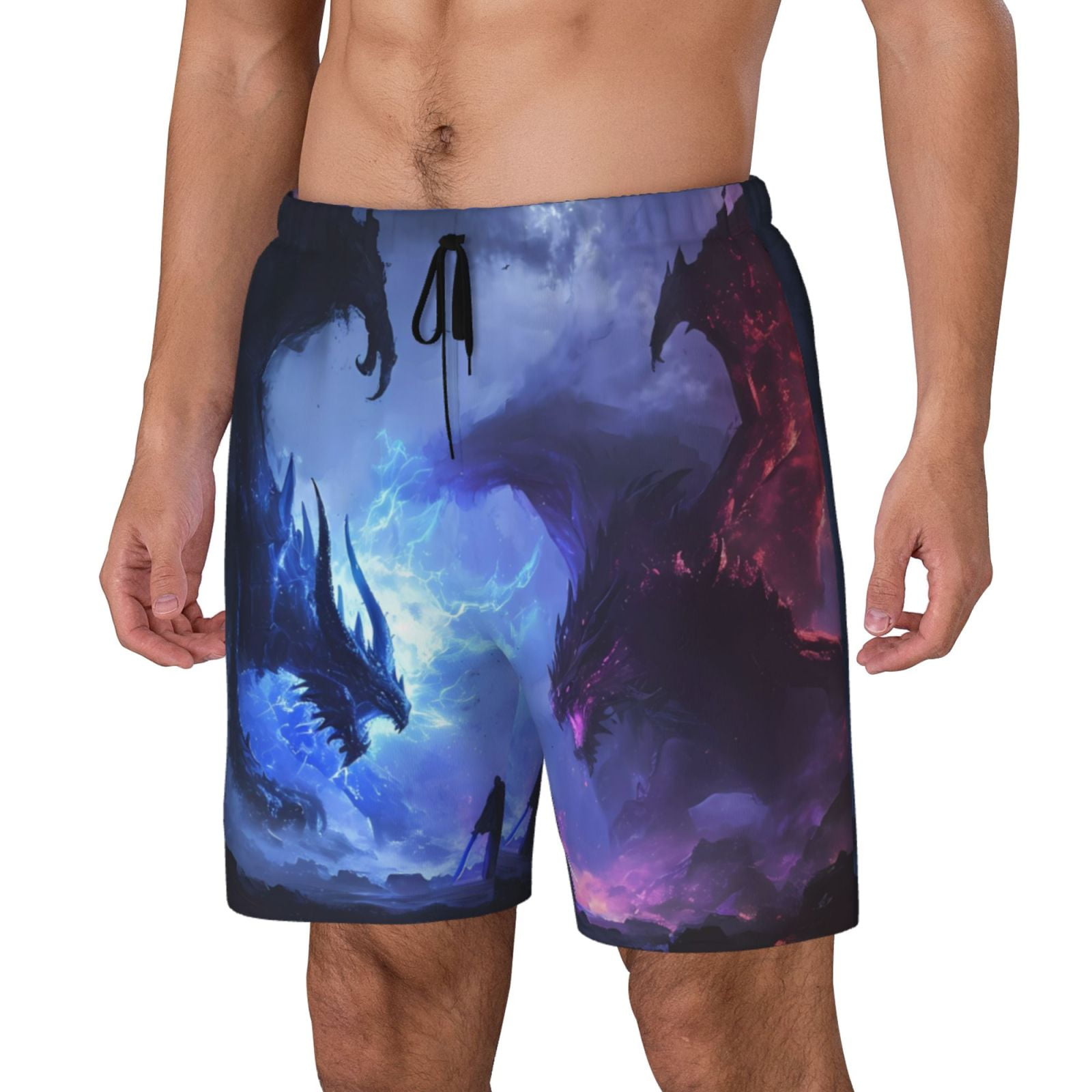Vsdgher Red And Blue Fire Dragon for Mens Swim Trunks with Compression ...