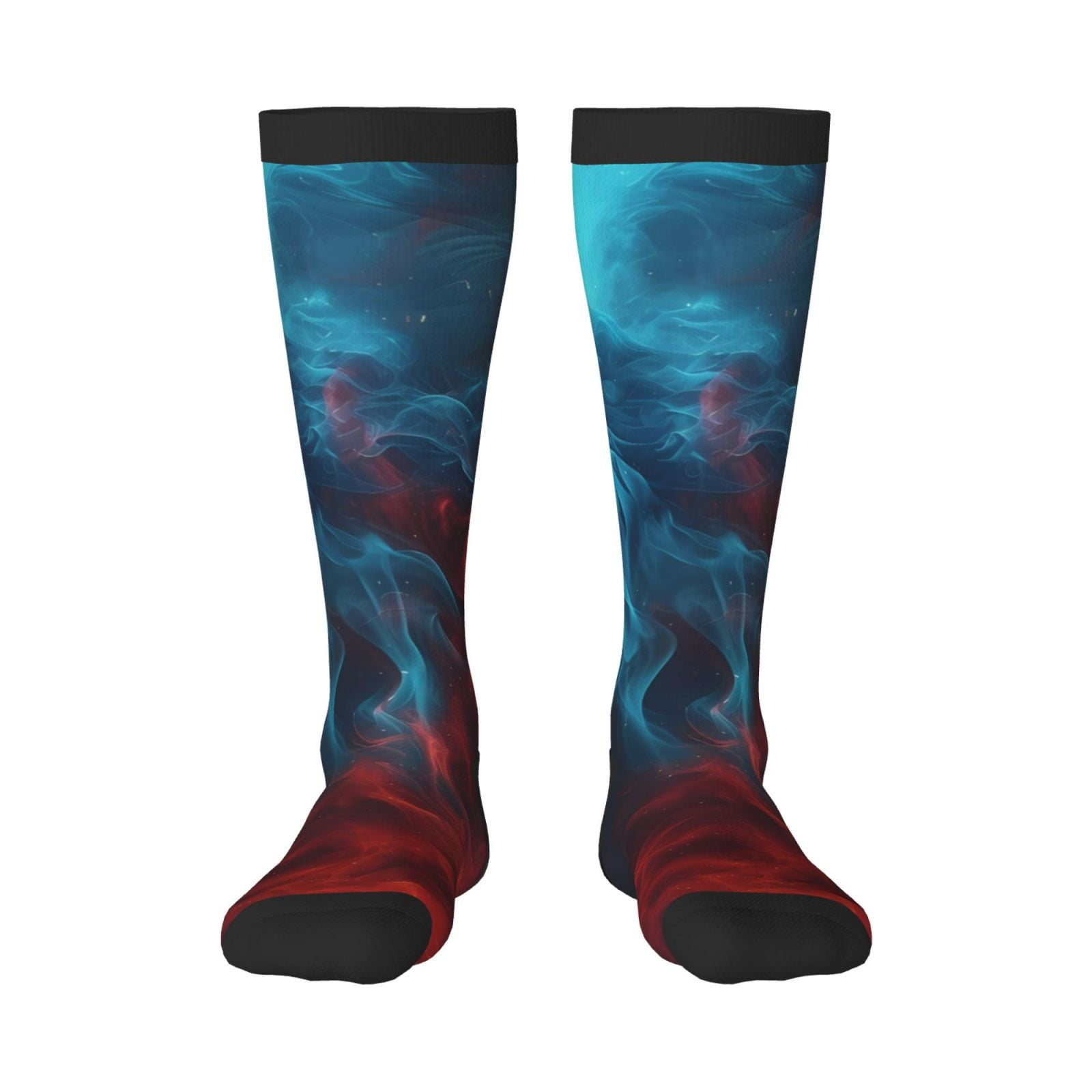 Vsdgher Red And Blue Fire Print Thigh High Socks Extra Long Stretchy ...