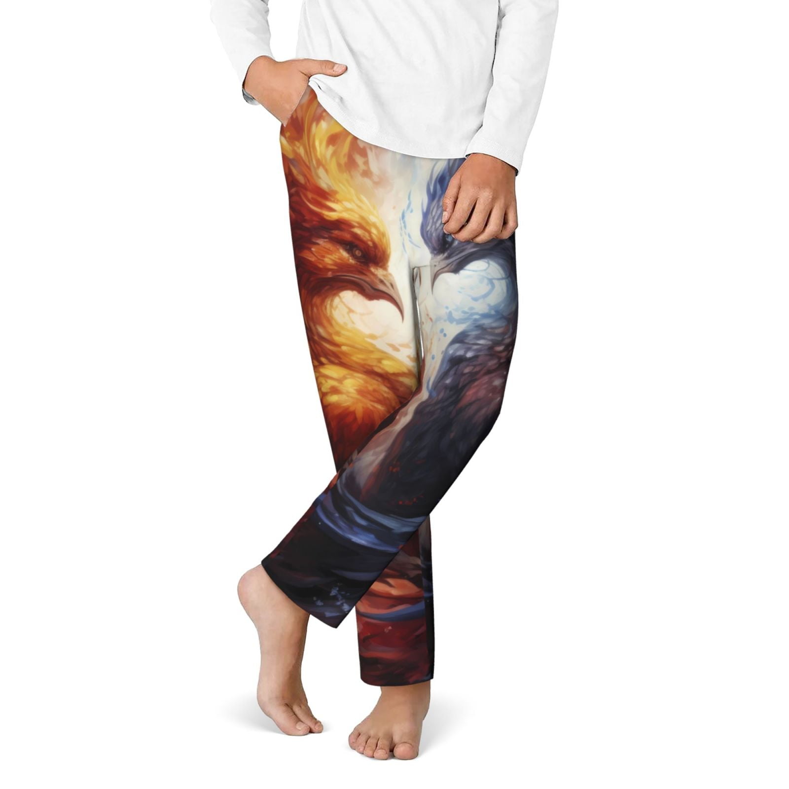 Vsdgher Red And White Fire Bird Print Kids Pajama Pants,Long Sleep ...
