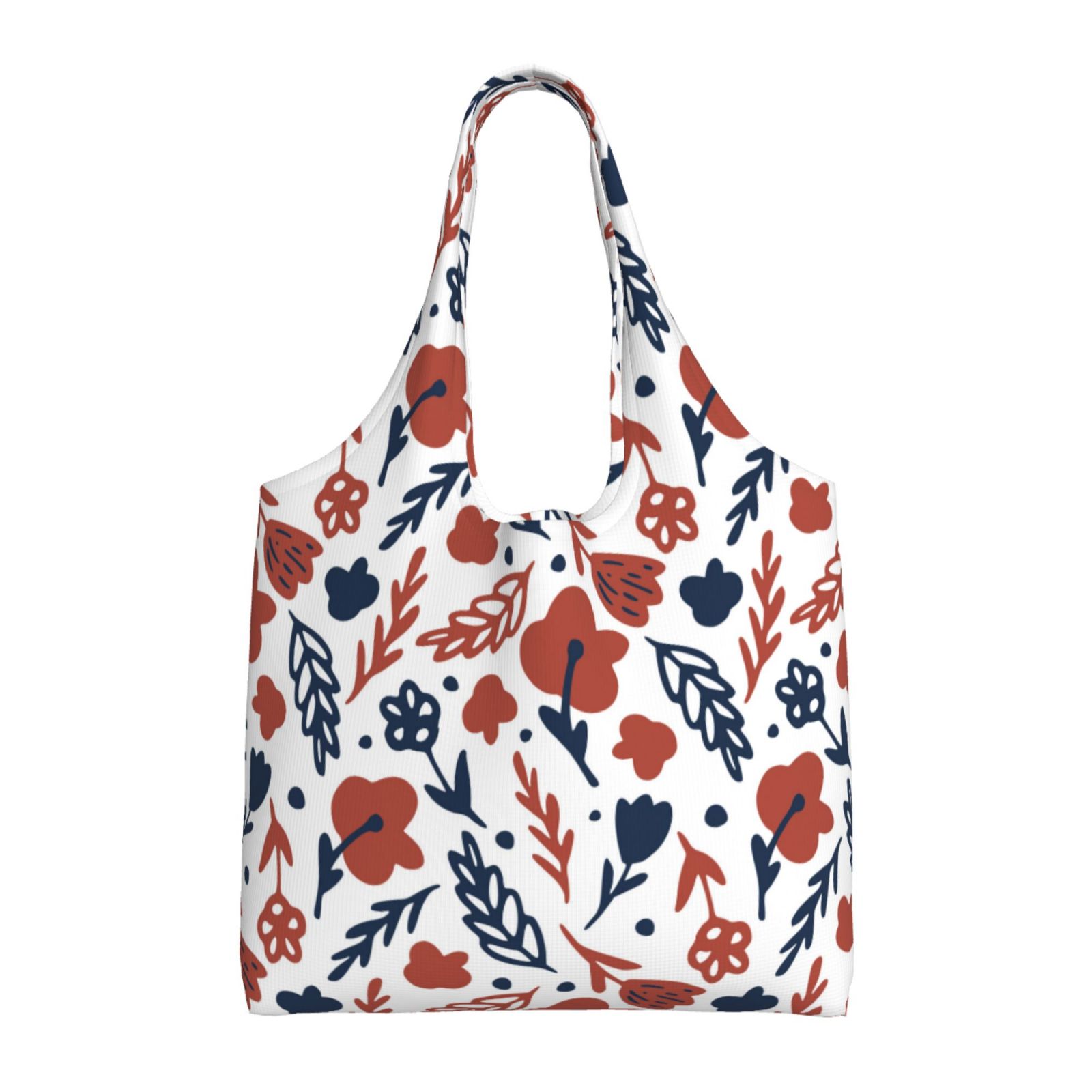 Vsdgher Red Blue Leaves Print canvas Tote Bag, Lightweight Cloth Bags ...