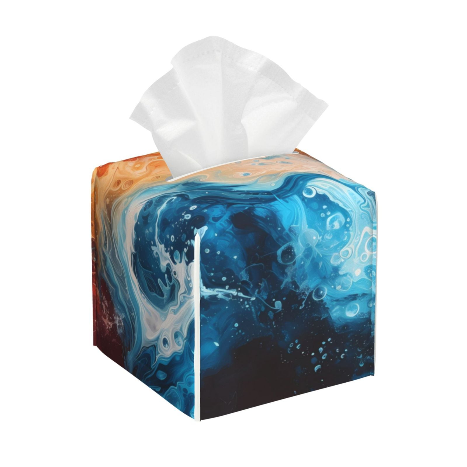 Vsdgher Red And Blue Waves Pattern Tissue Box Cover Holder, Square with ...