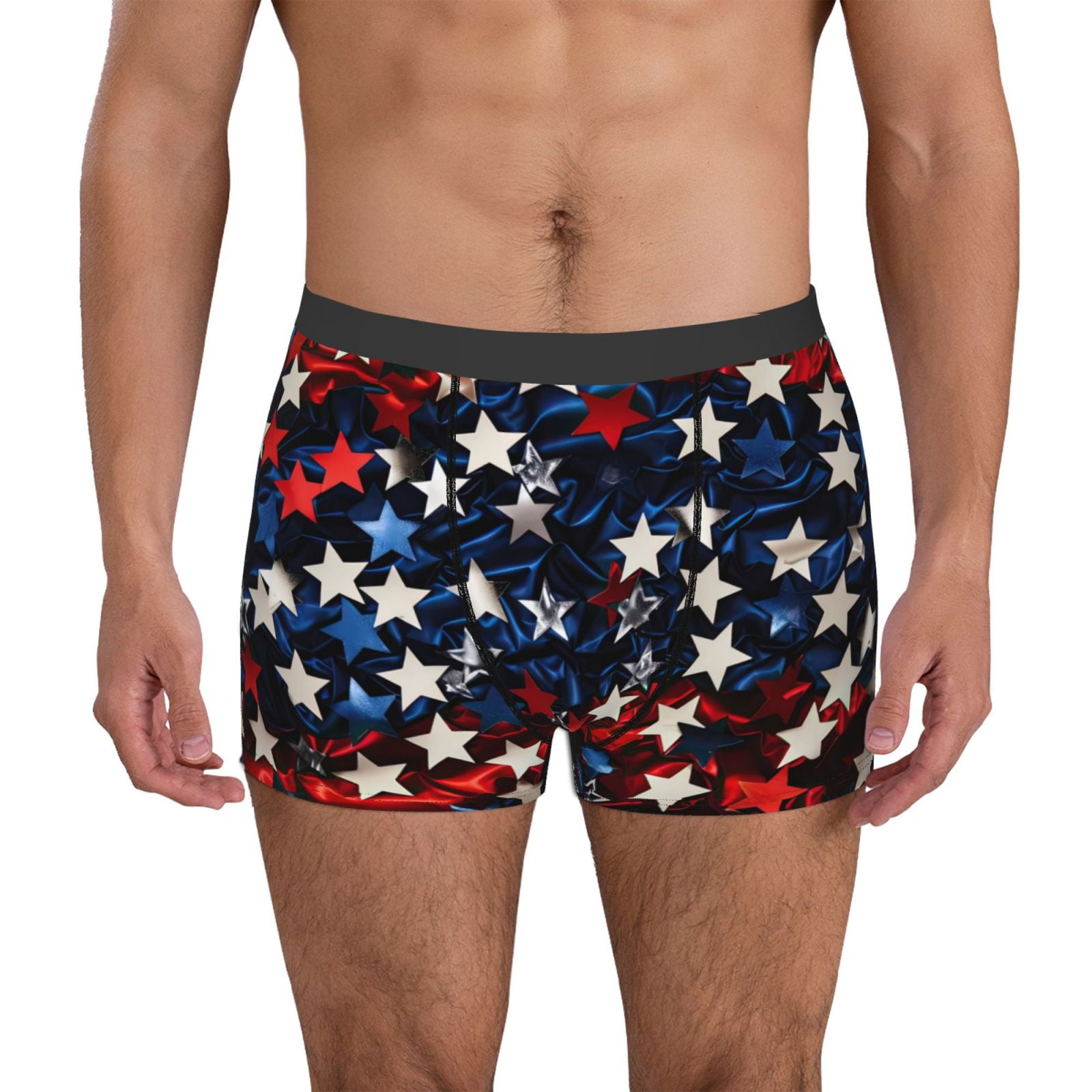 Vsdgher Red Blue White Stars Pattern Men's Boxer Brief Underwear,Soft ...