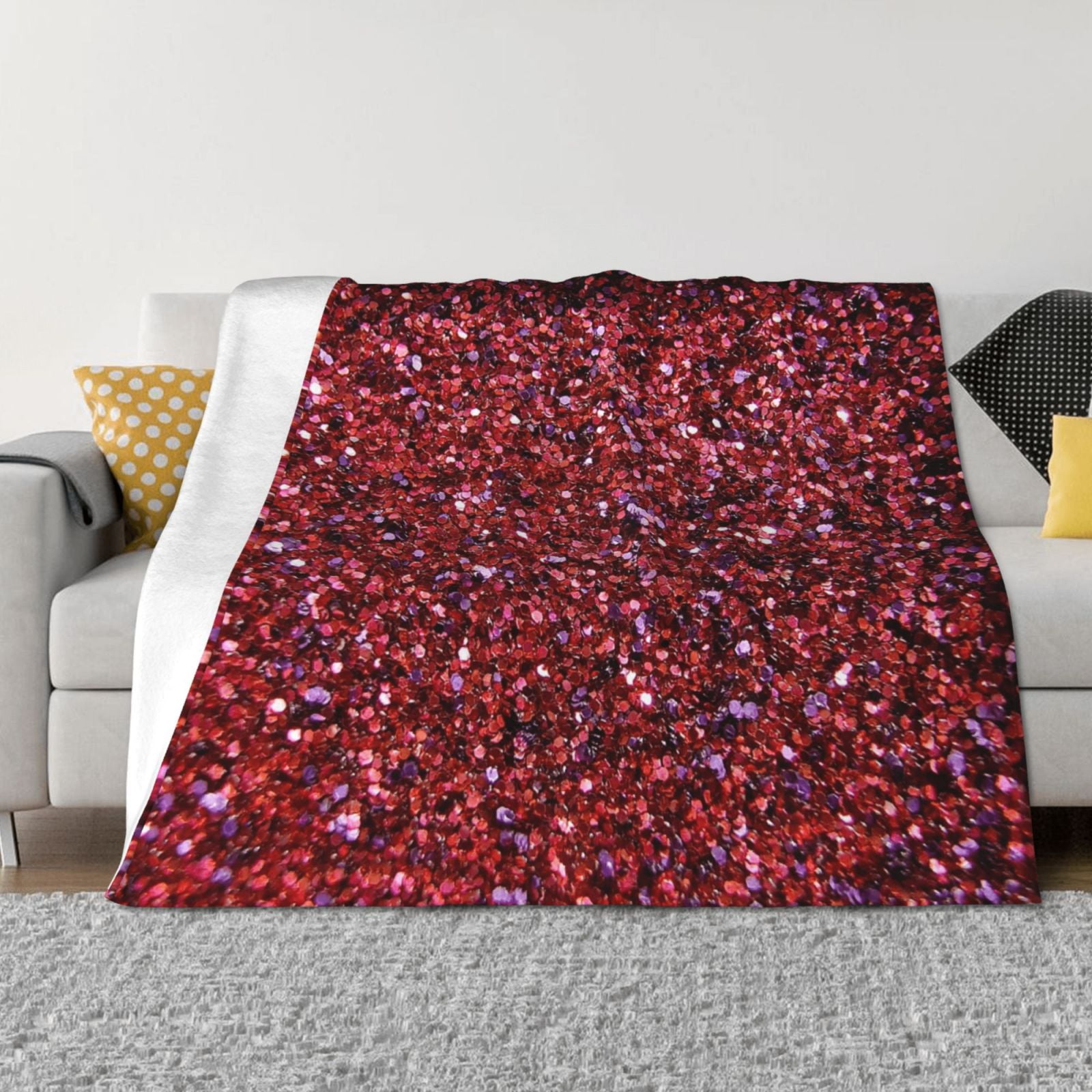 Vsdgher Red Glitter Pattern Fleece Throw Blanket, Horizontal Fleece ...
