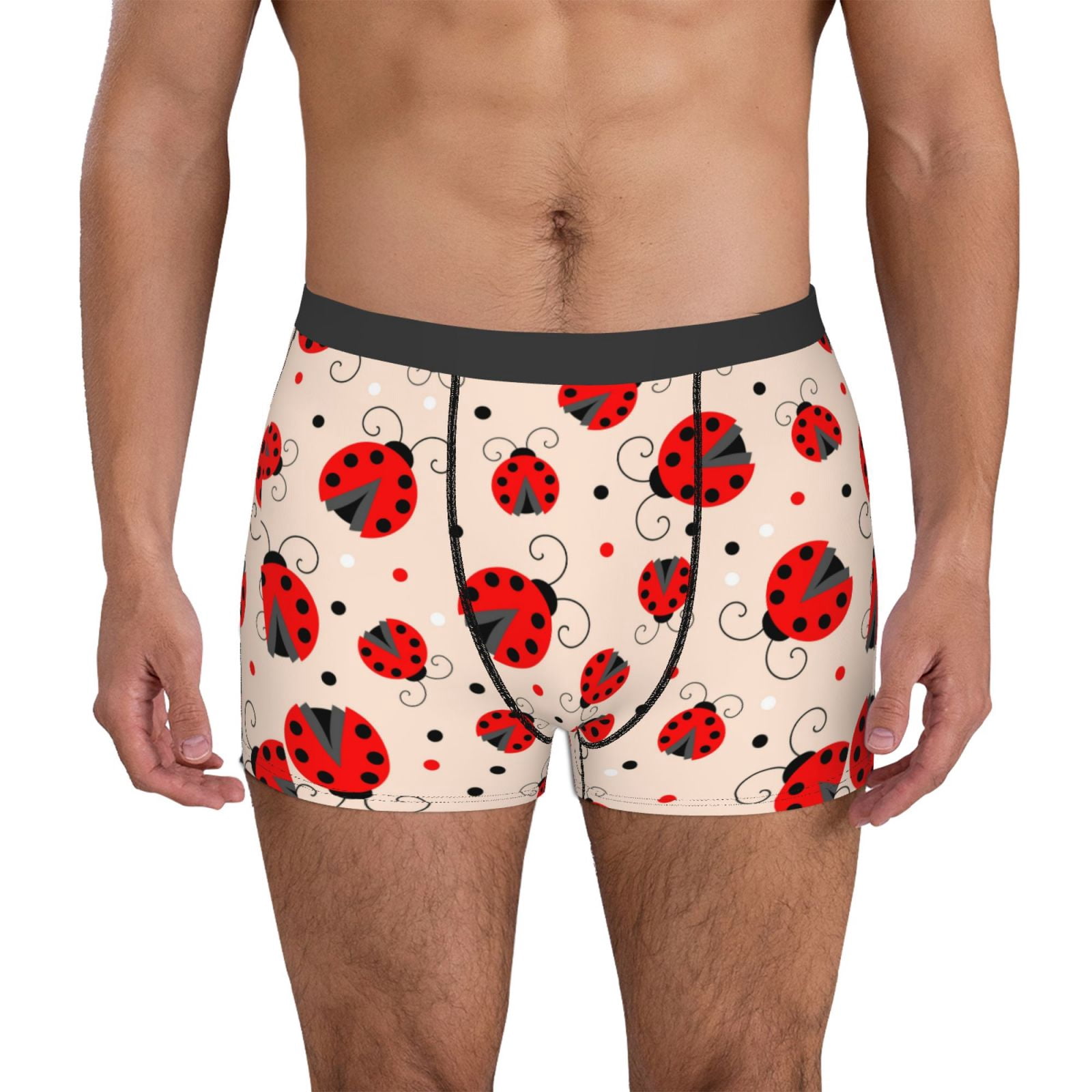 Vsdgher Red Ladybug Pattern Men's Boxer Brief Underwear,Soft Funny Underwear for Men-Medium ...