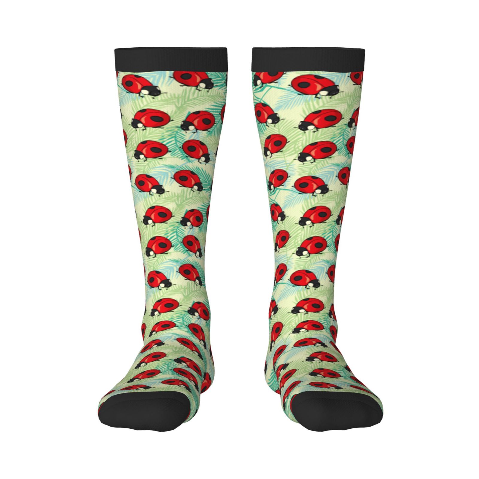 Vsdgher Red Ladybugs And Leaf Knee Socks, High Socks Long Stretchy Sock ...