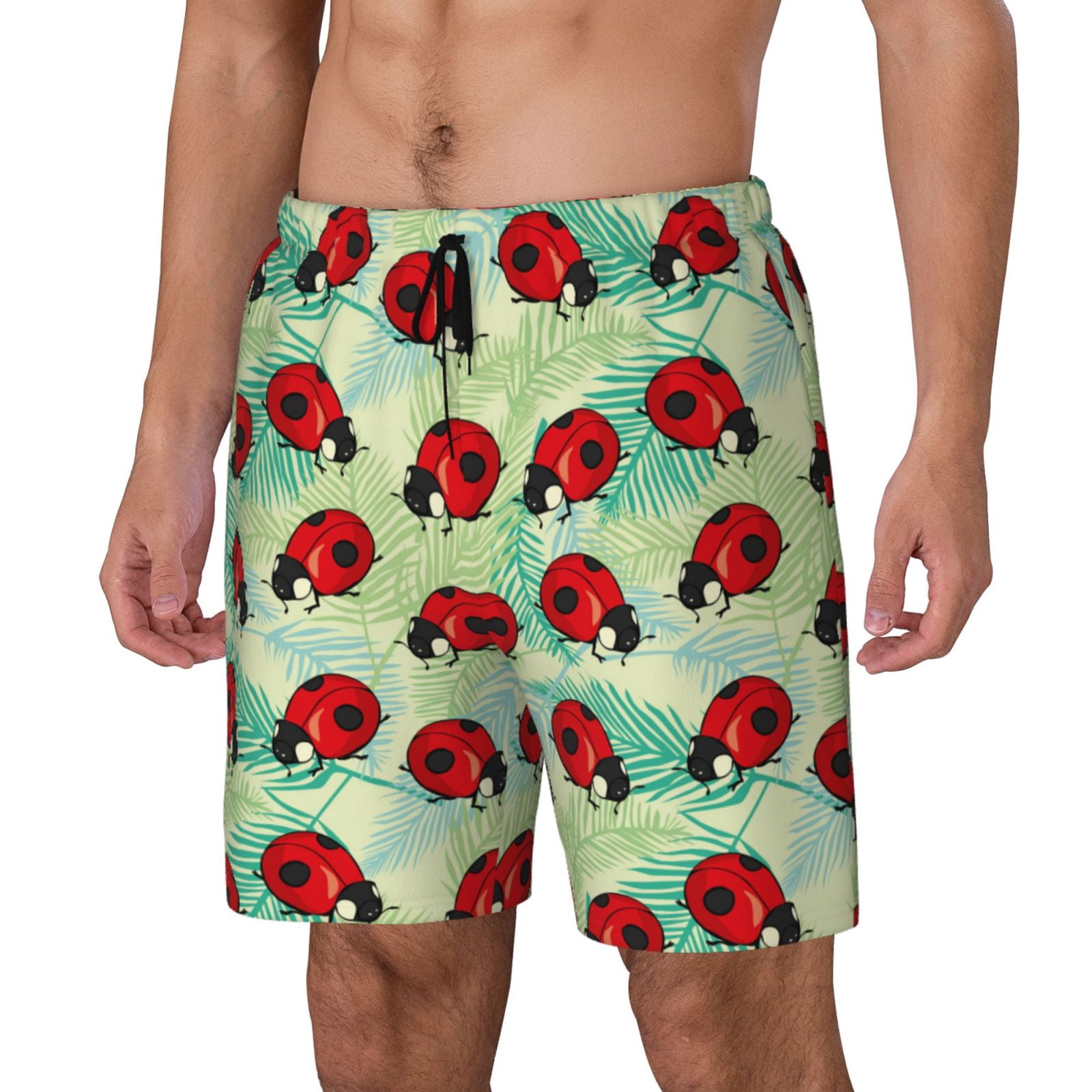 Vsdgher Red Ladybugs And Leaf for Mens Swim Trunks with Compression ...
