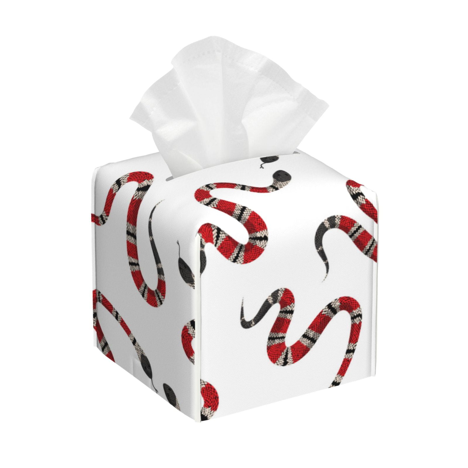 Vsdgher Red Snake Pattern Tissue Box Cover Holder, Square with Bottom ...