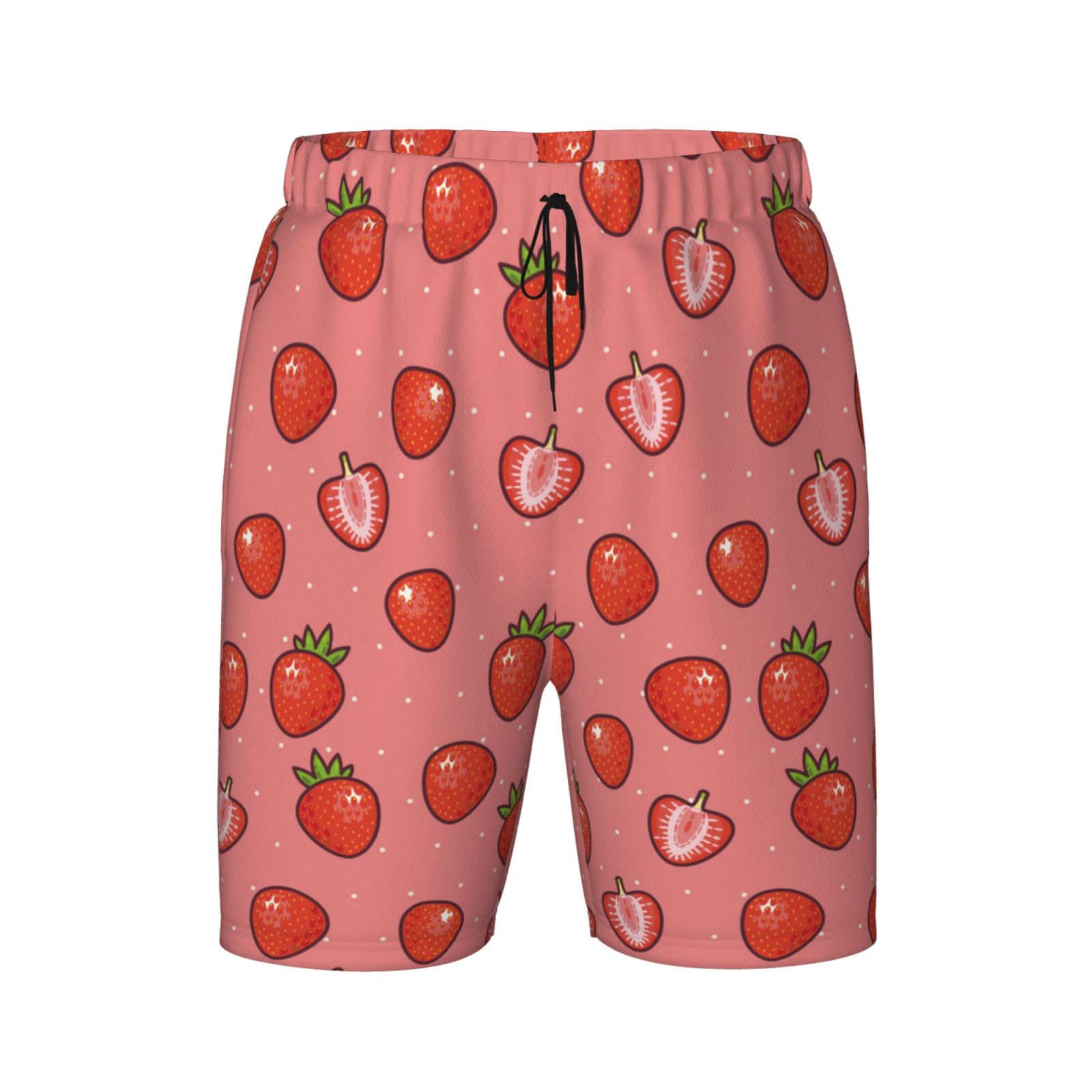 Vsdgher Red Strawberry Print Mens Swim Trunks Bathing Suit Compression ...