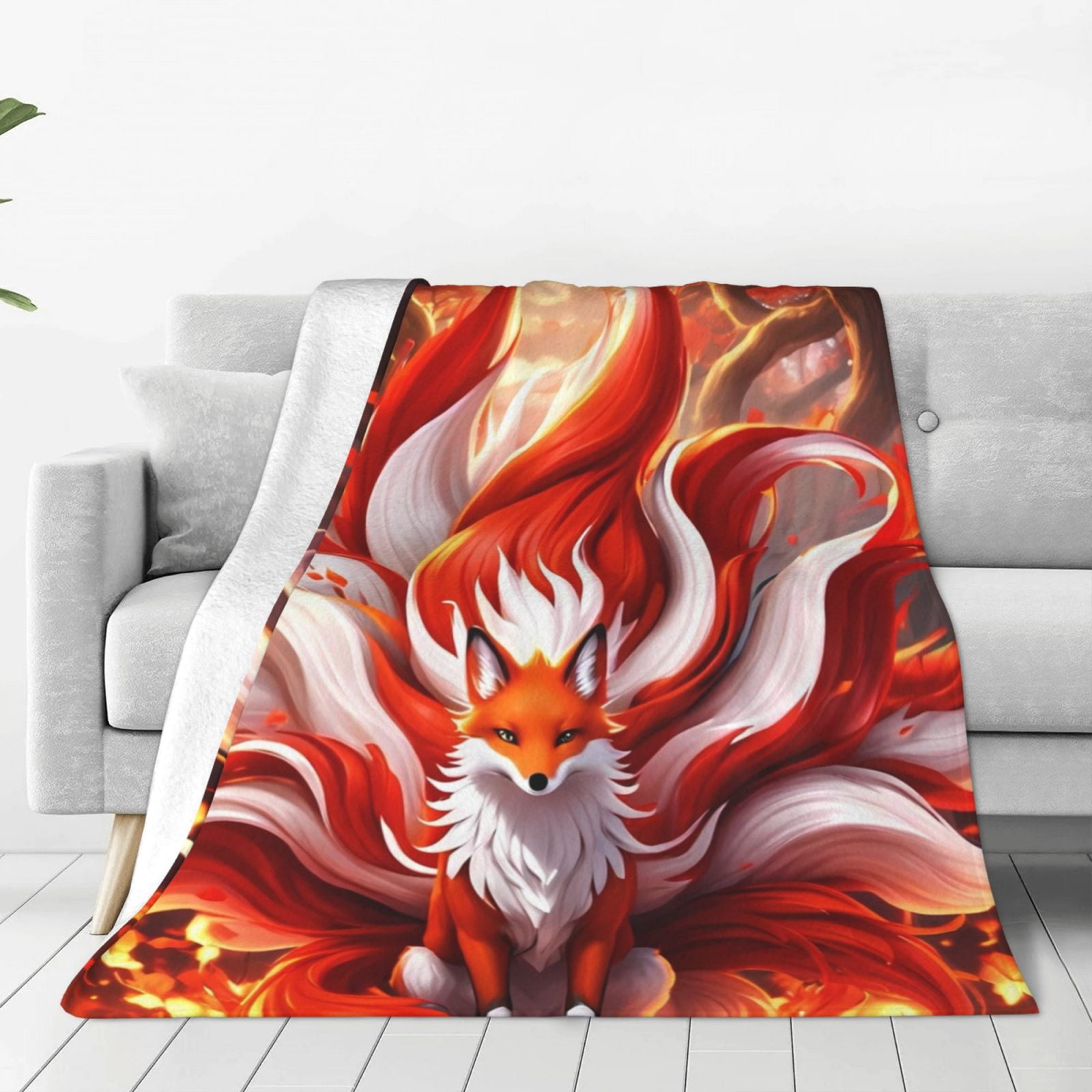 Vsdgher Red Sun Flame Fox Ultra-Soft Micro flannel Blanket Throw ...