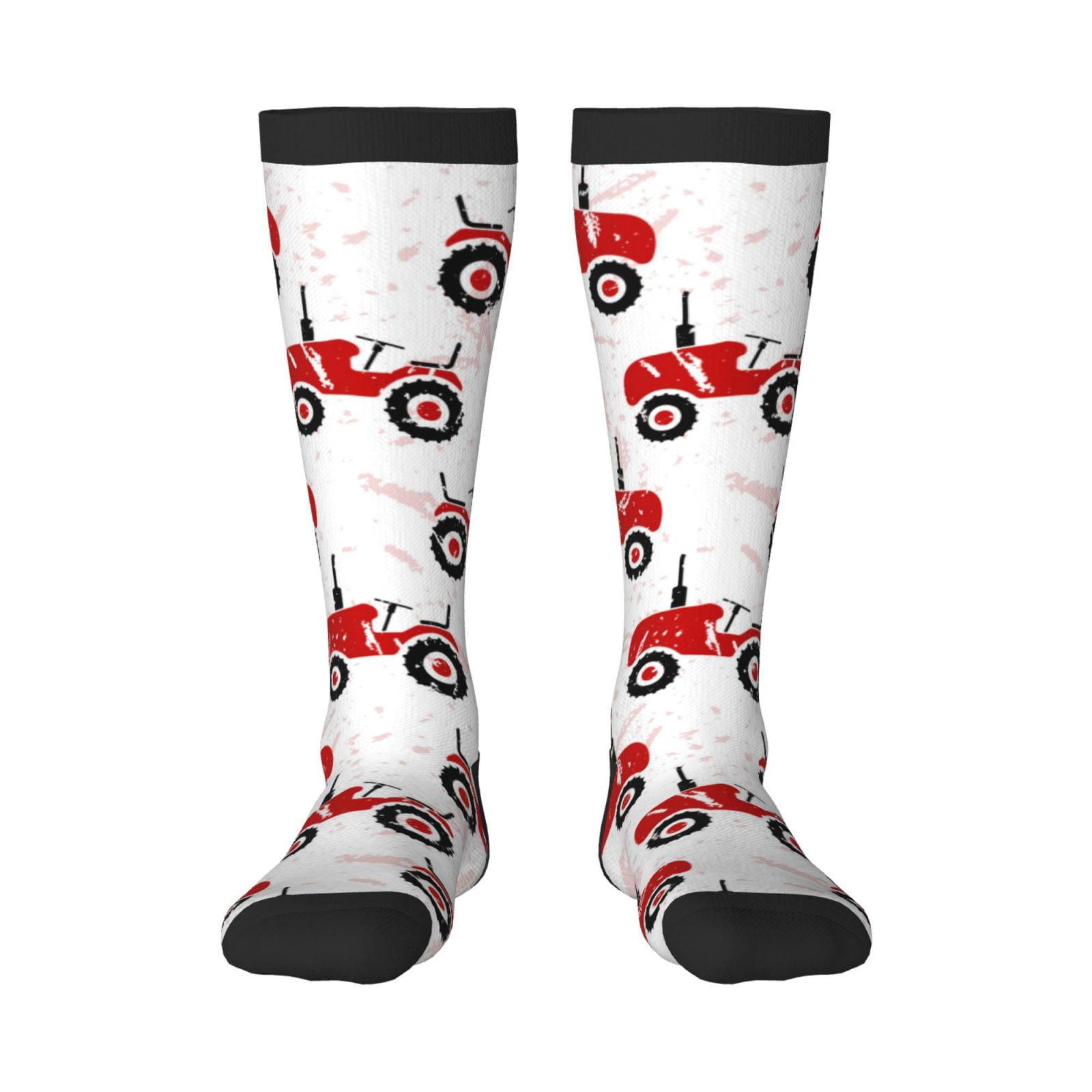 Vsdgher Red Wheeled Tractors Print Thigh High Socks Extra Long Stretchy ...