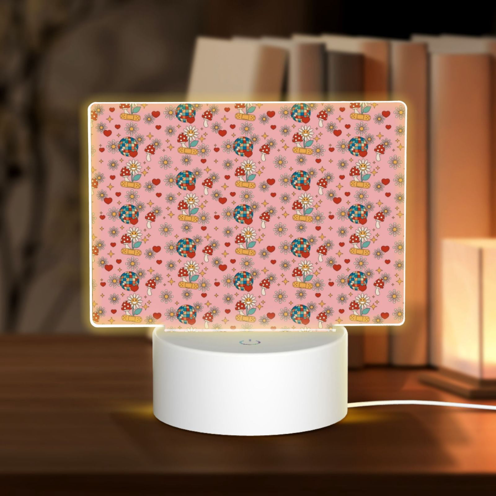 Vsdgher Retro 70s 60s Hippie Flower Rectangular Acrylic Night Light ...