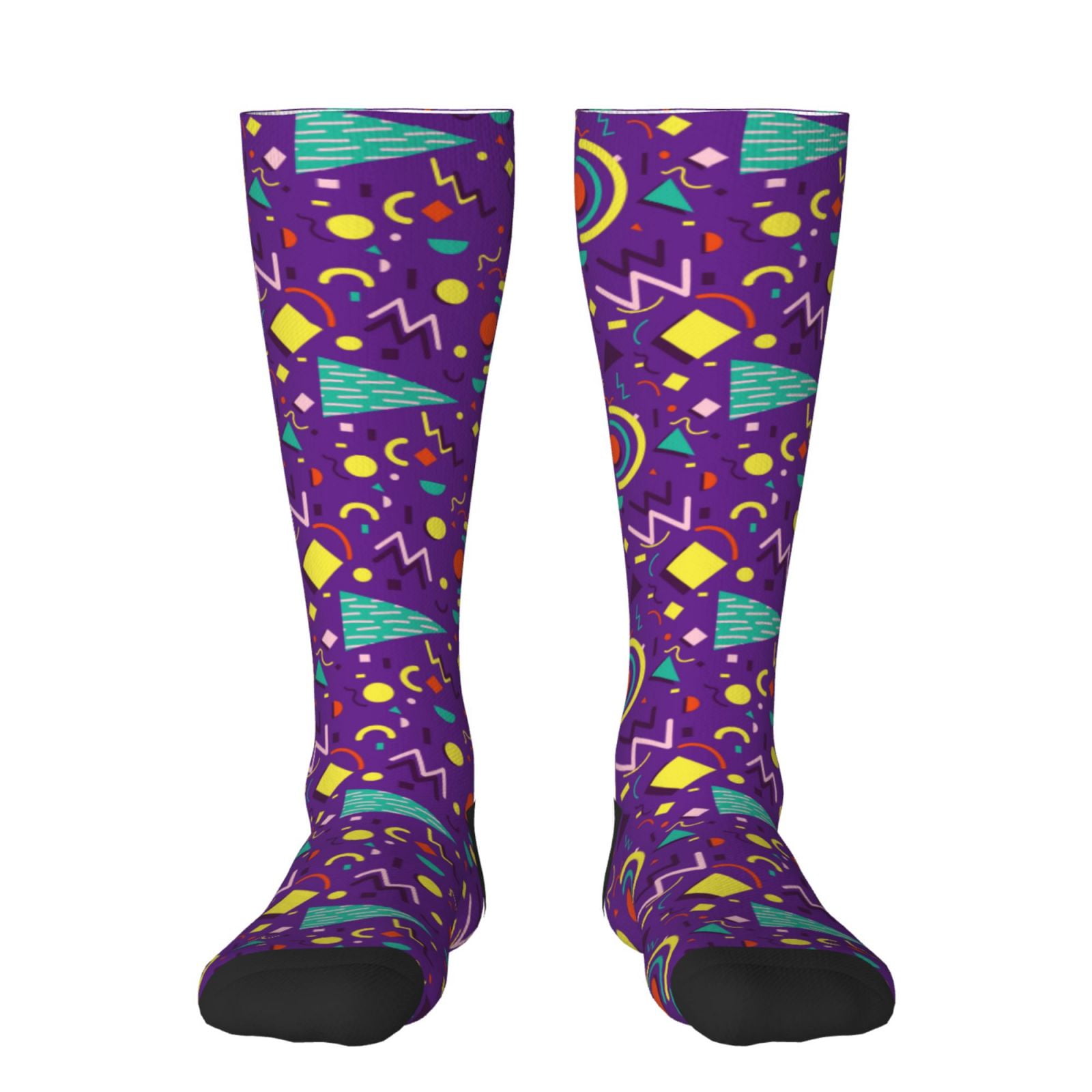 Vsdgher Retro 80s Style Print Thigh High Socks Extra Long Stretchy Sock ...