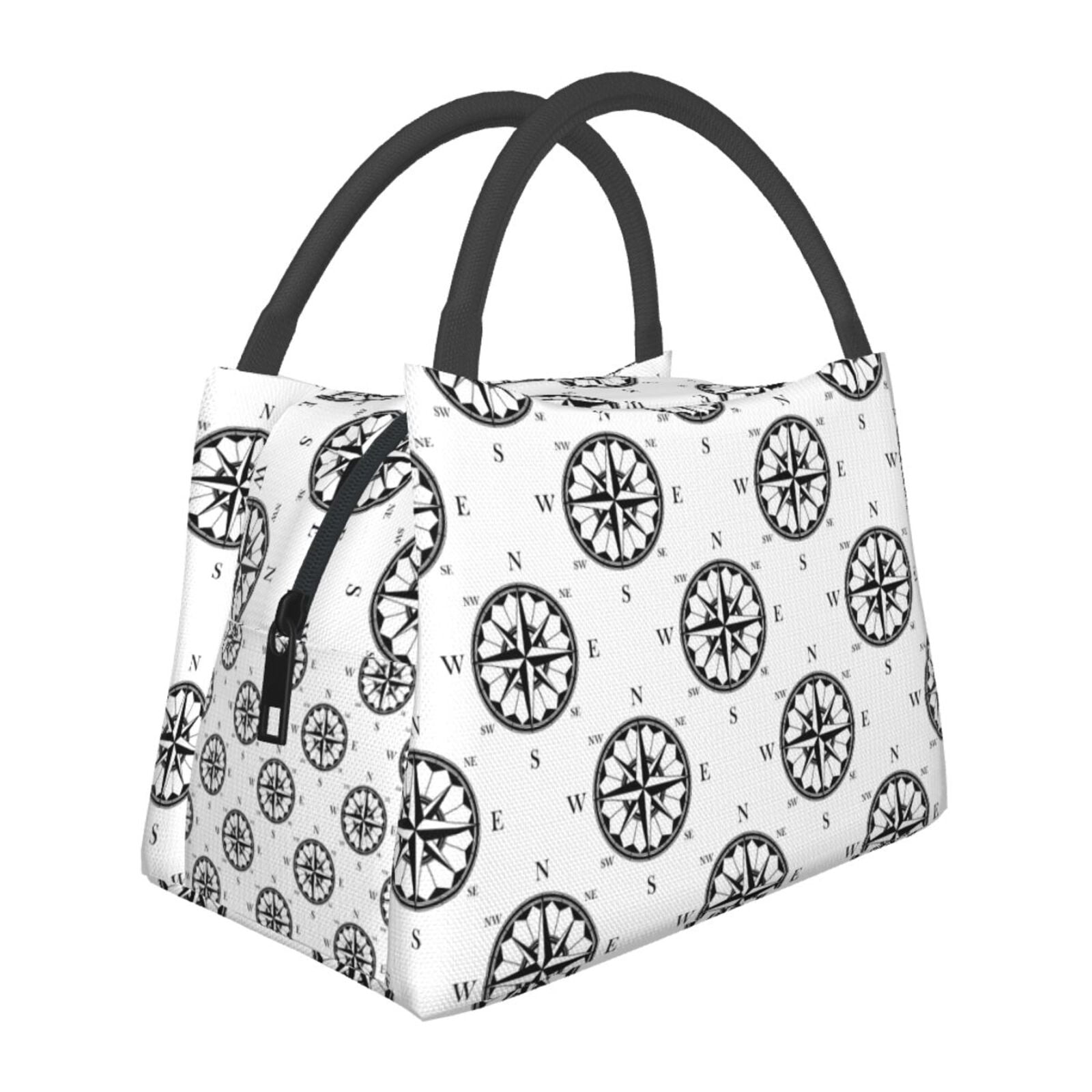 Vsdgher Retro Compass Print Insulated Reusable Bags with Sturdy Zipper ...