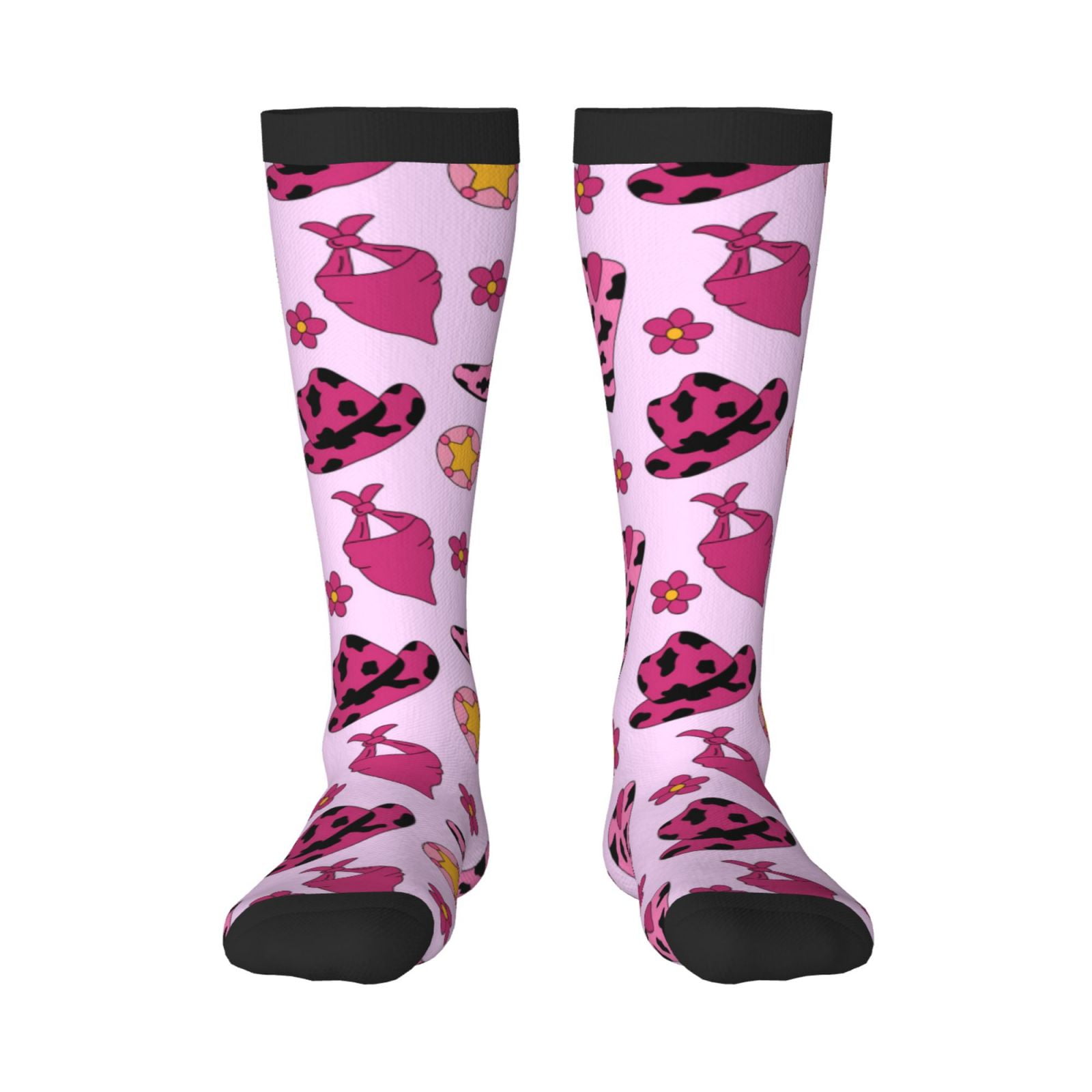 Vsdgher Retro Cowgirl Print Thigh High Socks Extra Long Stretchy Sock ...