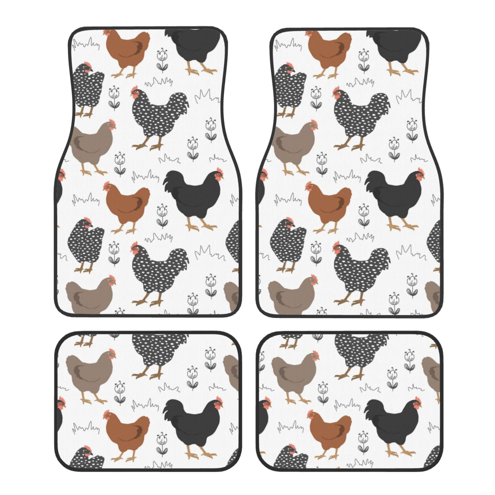 Vsdgher Retro Rooster Car Foot Mat Set of 4 Pieces Universal Floor ...