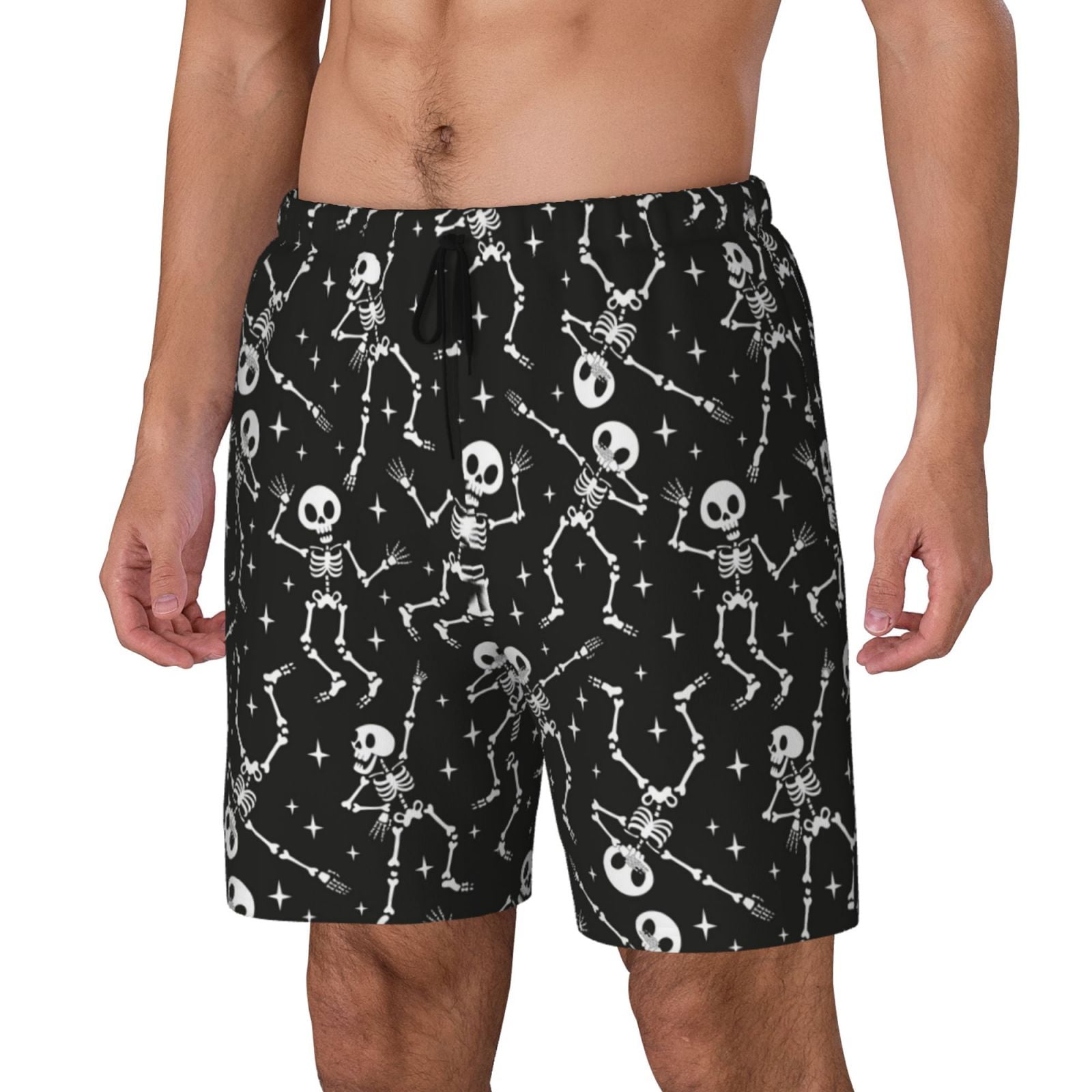 Vsdgher Retro Skeleton Dancing On Halloween Party for Mens Swim Trunks ...
