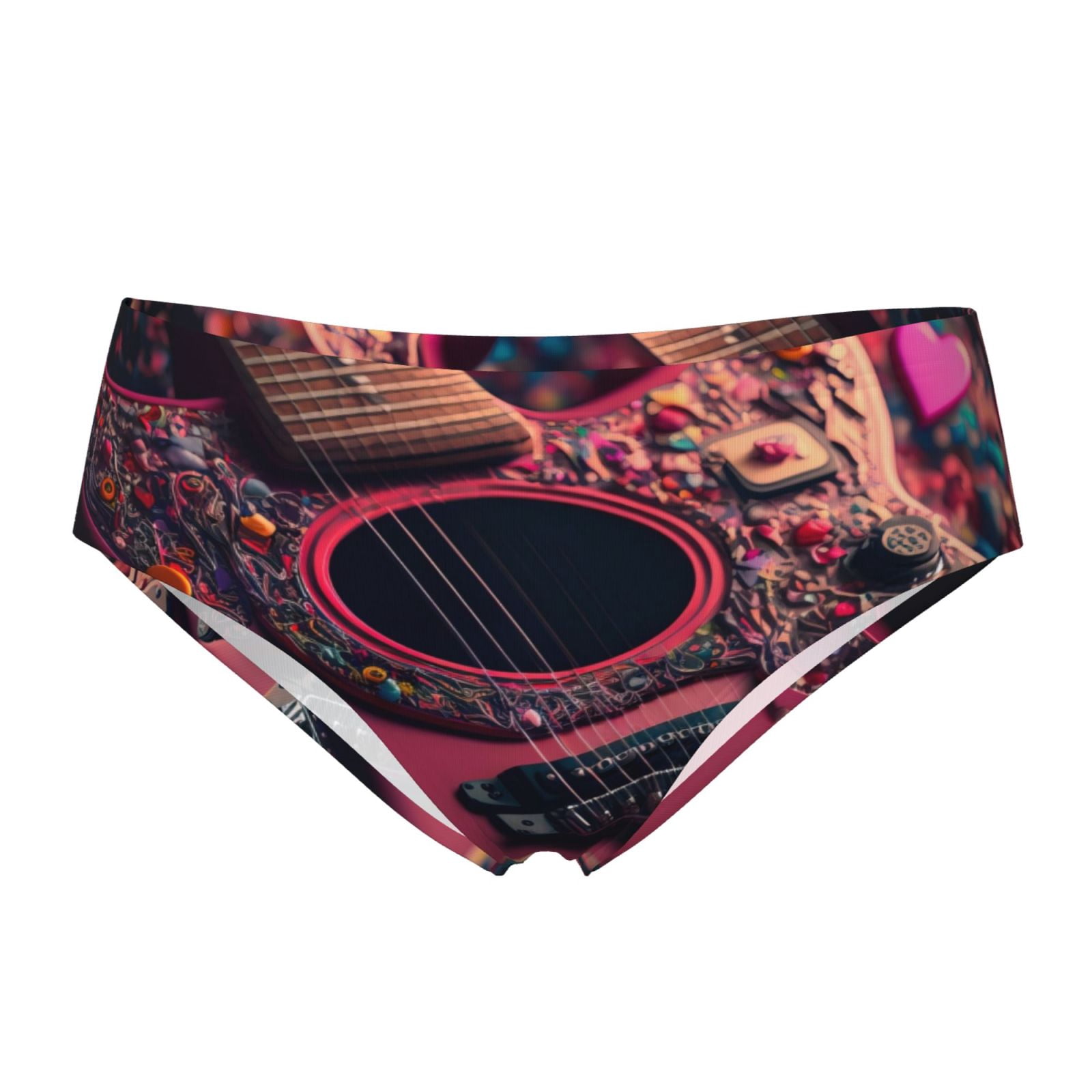Vsdgher Romantic Heart Guitar Pattern Women's Underwear Low Waisted ...