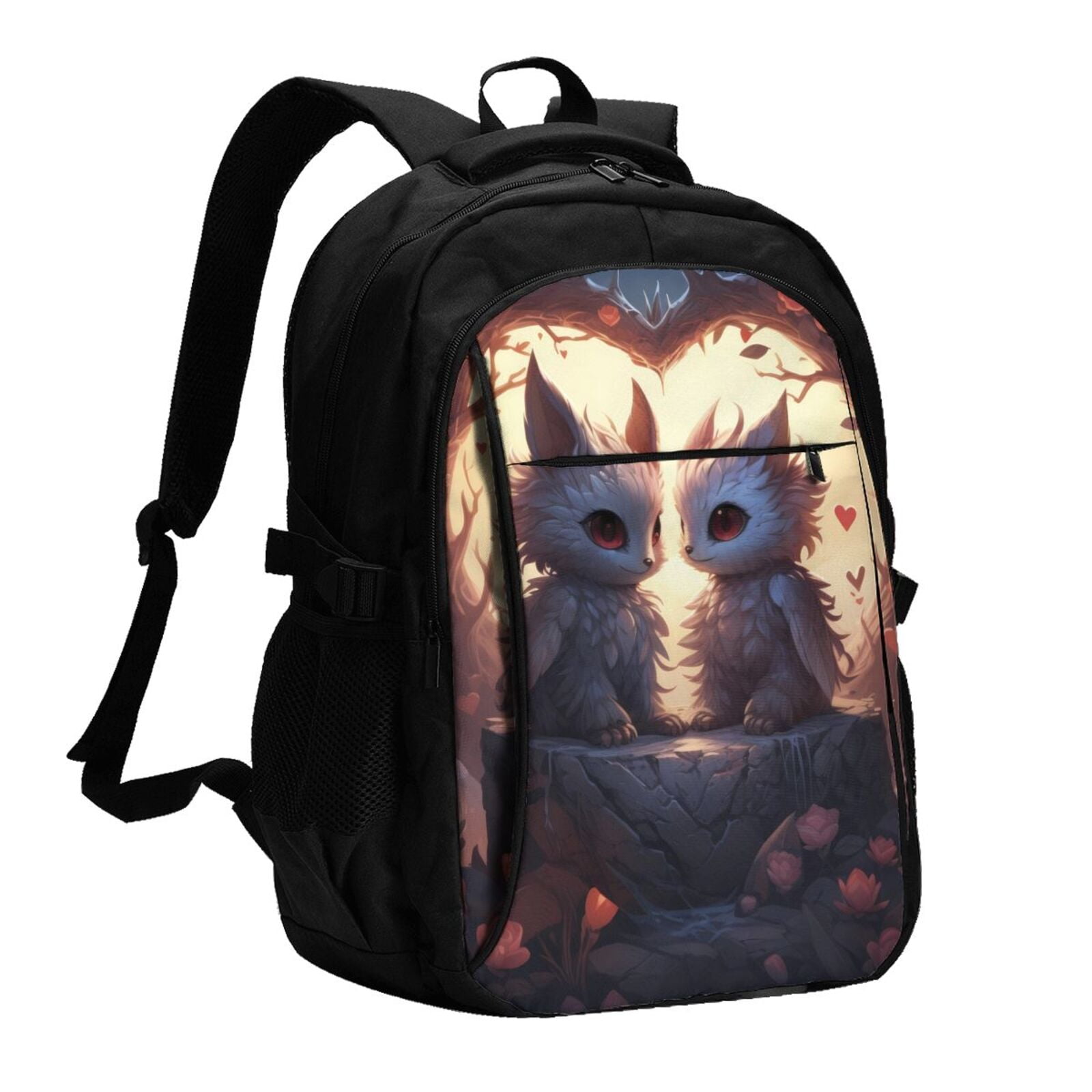 Vsdgher Romantic Rose Animal Couple Print Travel Laptop Backpack ...