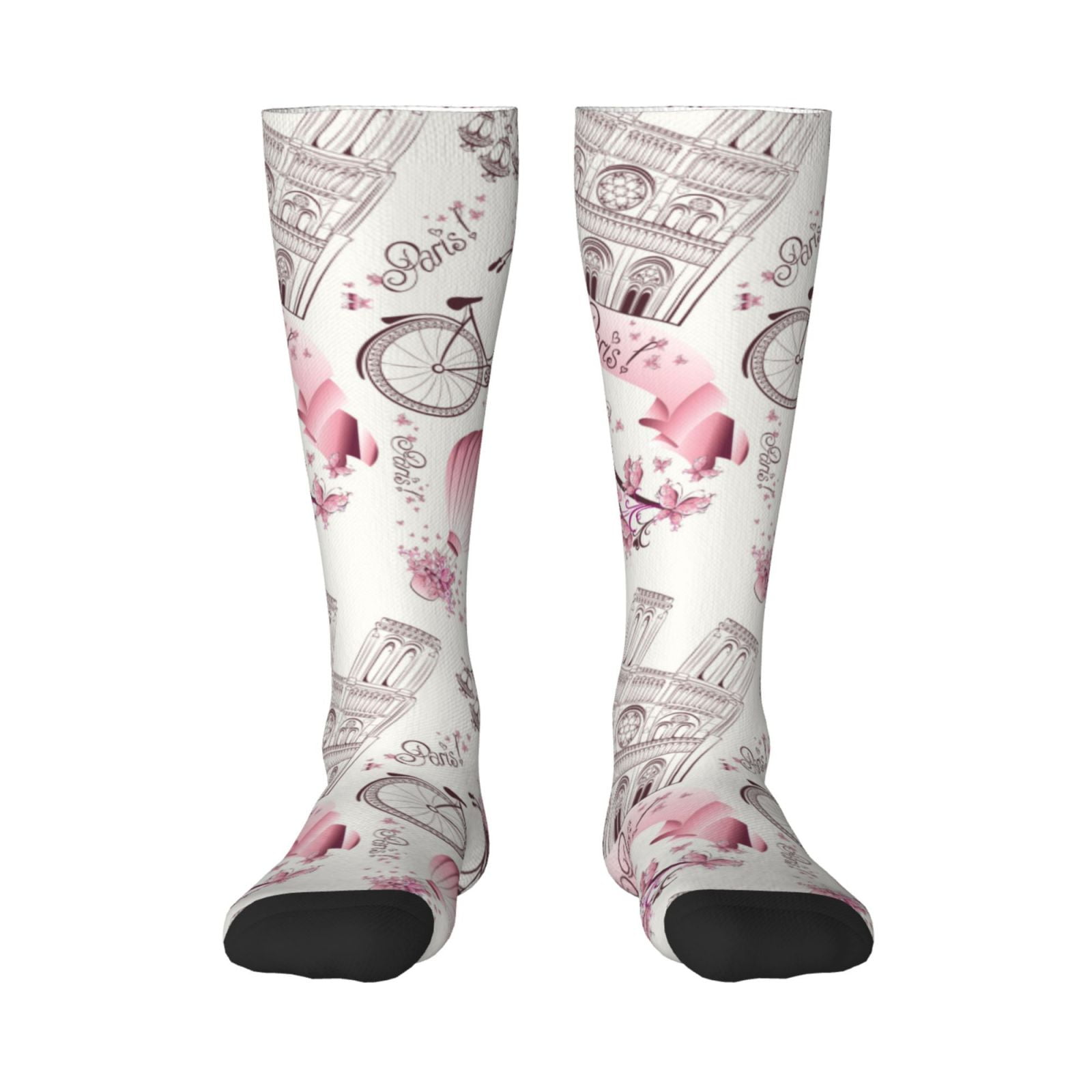 Vsdgher Romantic Travel In Paris Print Thigh High Socks Extra Long ...