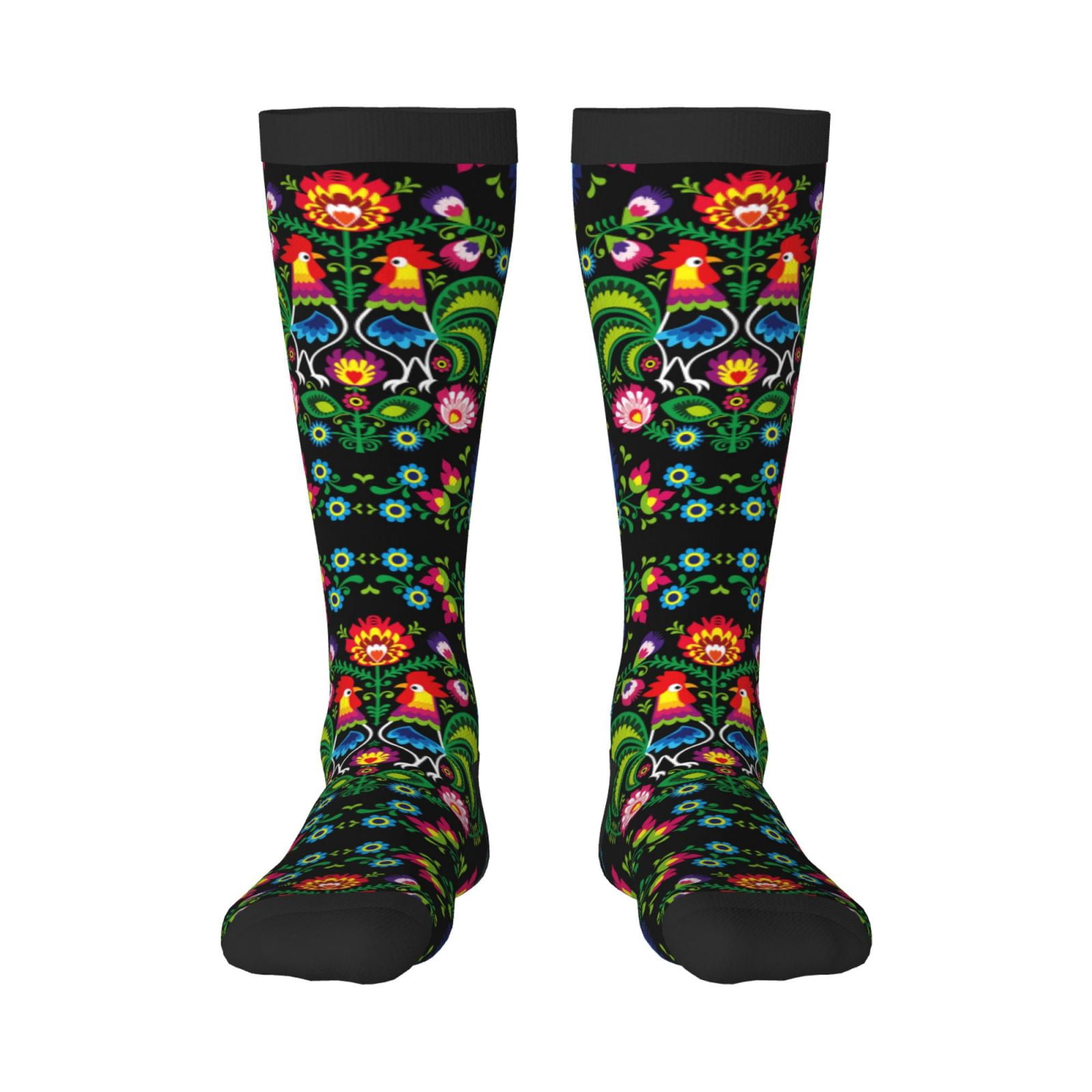 Vsdgher Roosters and Flowers Print Thigh High Socks Extra Long Stretchy ...