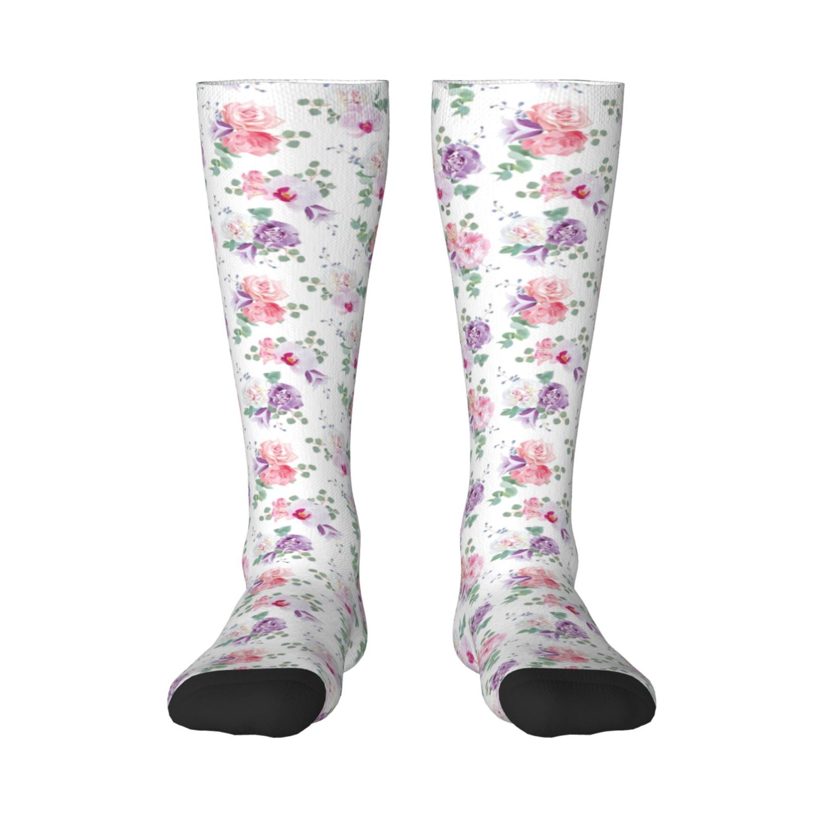 Vsdgher Rose Flower B Print Thigh High Socks Extra Long Stretchy Sock ...