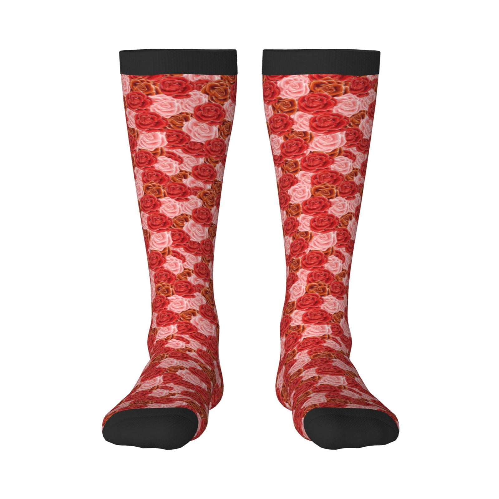 Vsdgher Rose Flowers Print Thigh High Socks Extra Long Stretchy Sock ...
