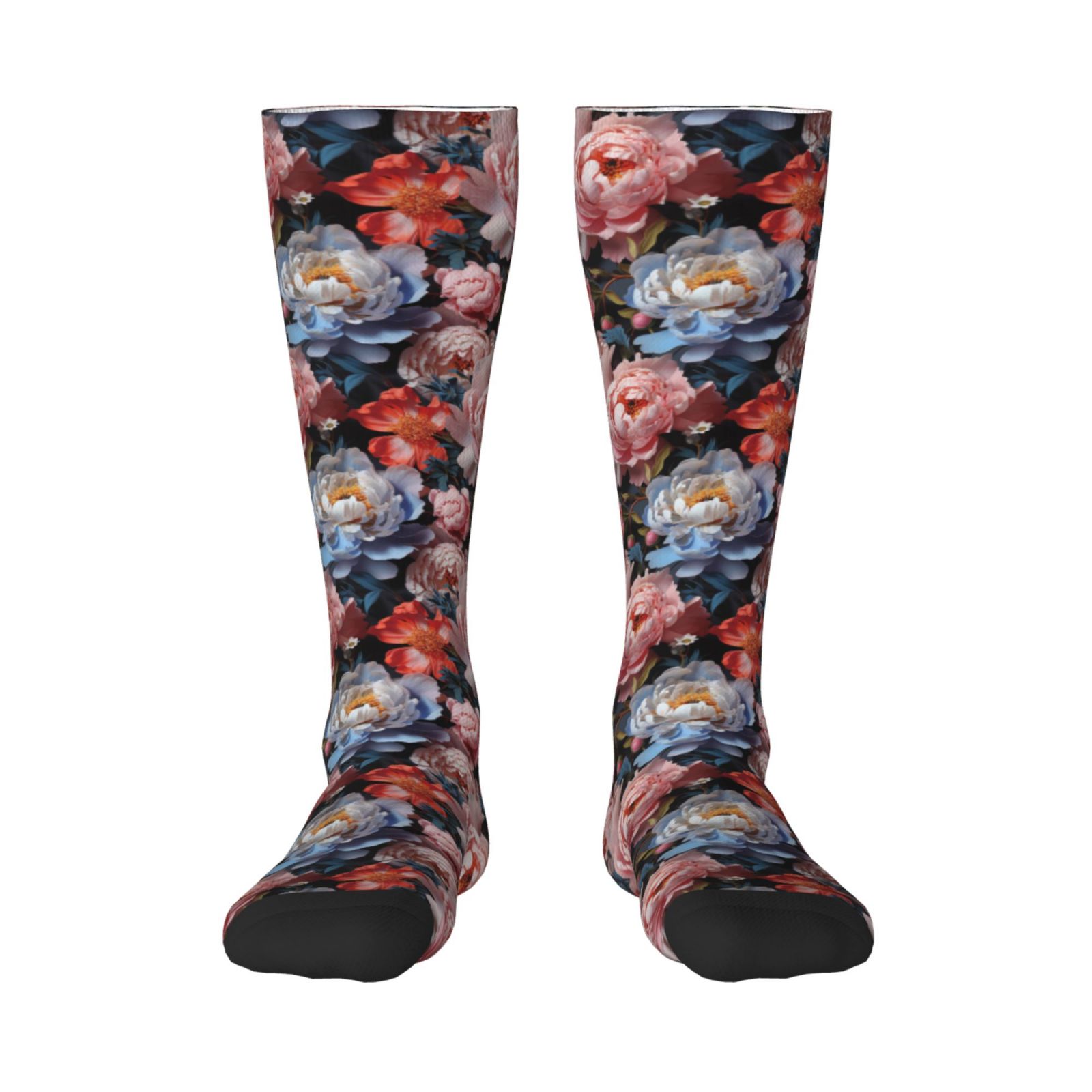 Vsdgher Rose Flowers Print Thigh High Socks Extra Long Stretchy Sock ...
