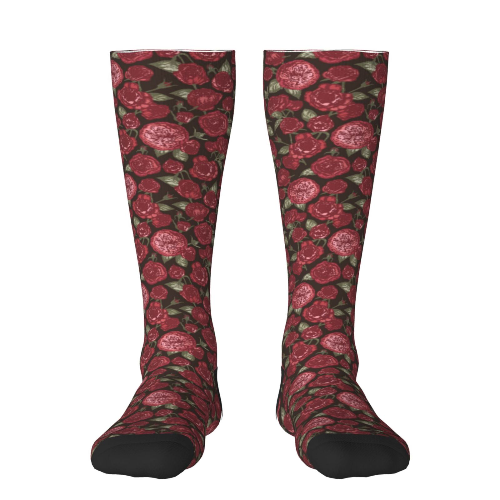 Vsdgher Rose Flowers Print Thigh High Socks Extra Long Stretchy Sock ...