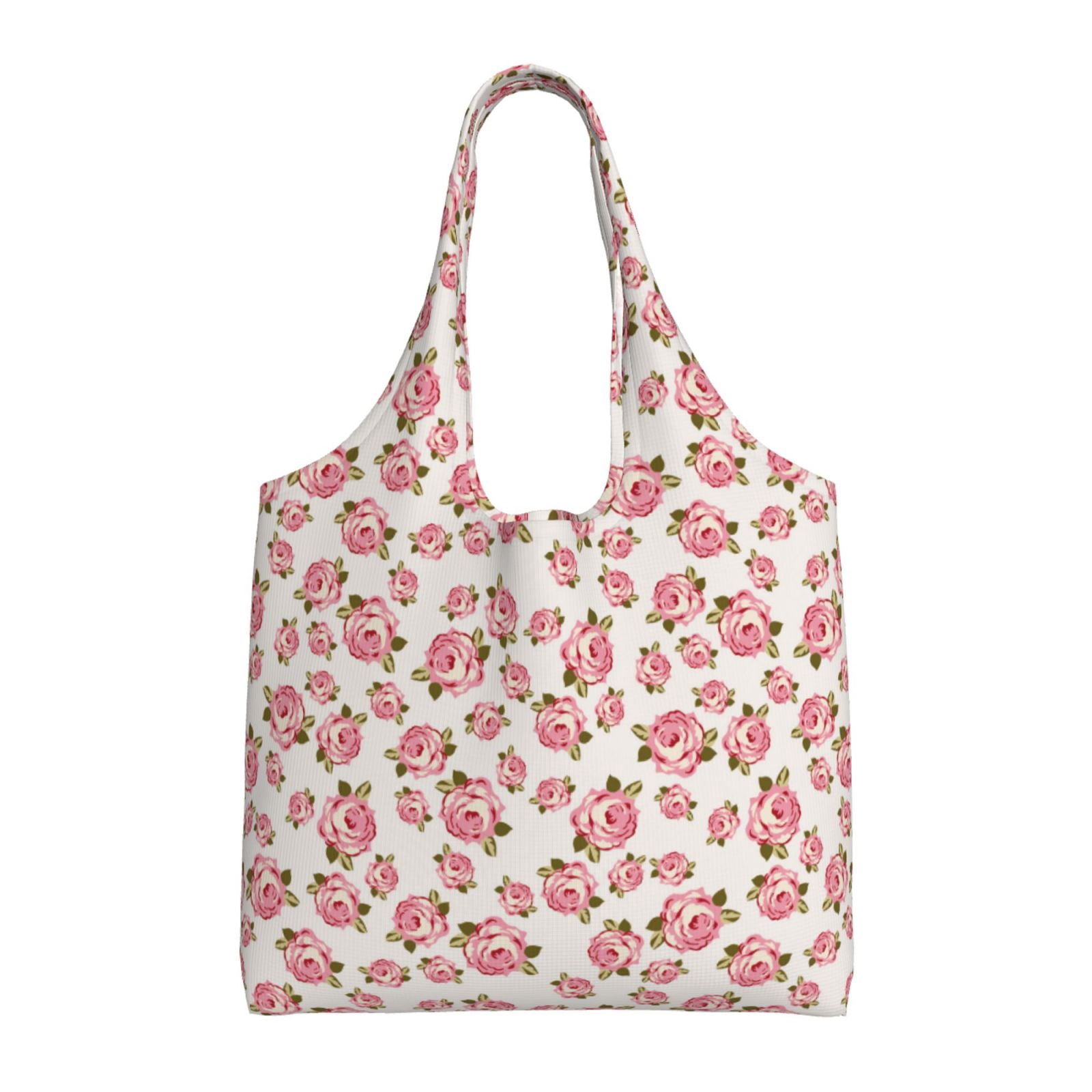 Vsdgher Rose Flowers Print canvas Tote Bag, Lightweight Cloth Bags ...