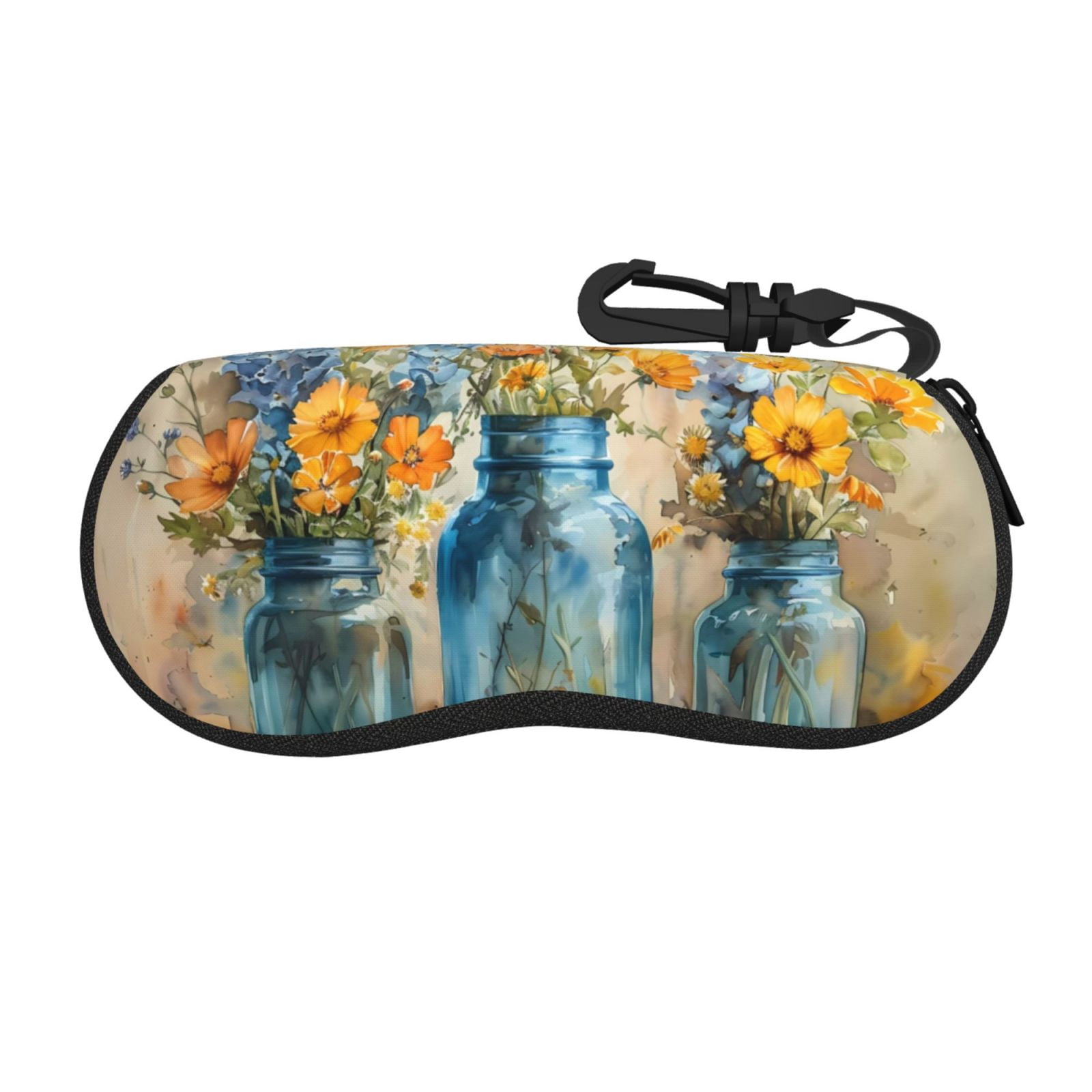 Vsdgher Rustic Blue Vase Blossoms Sunglasses Soft Case Neoprene Zipper ...