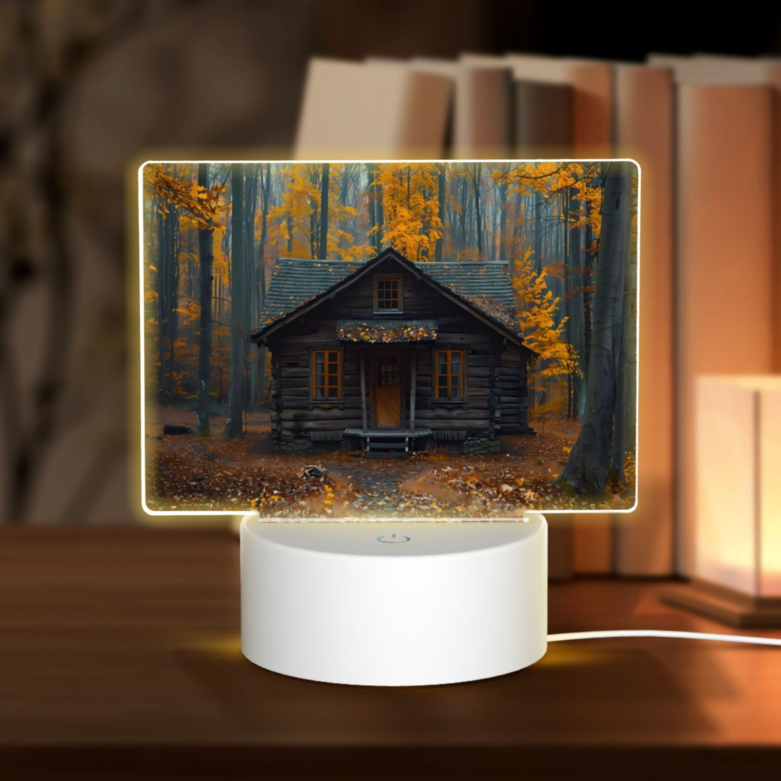 Vsdgher Rustic Cabin Autumn Forest Rectangular Acrylic Night Light ...