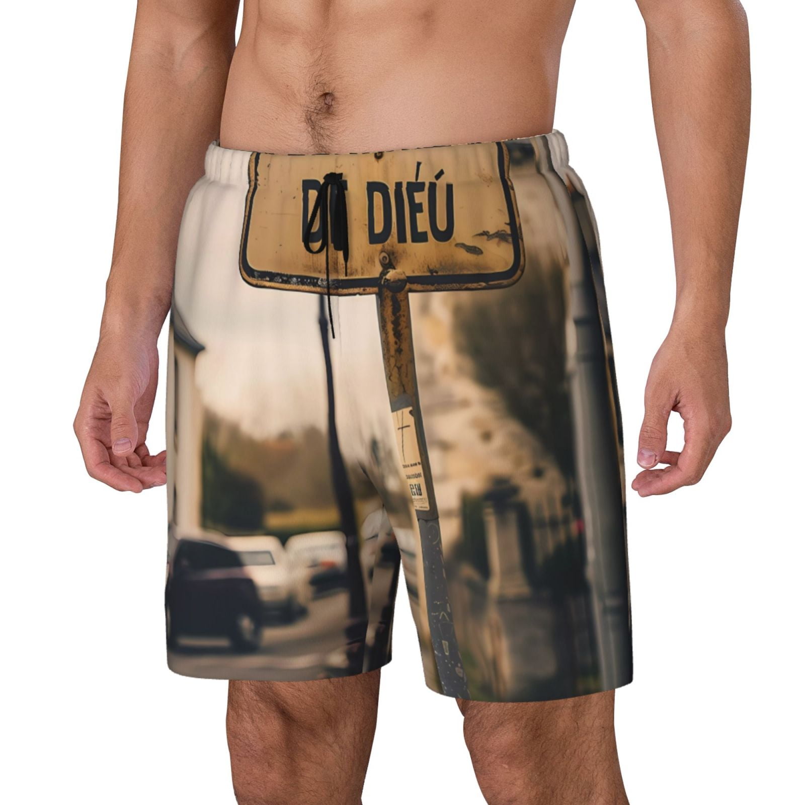 Vsdgher Rustic French Signpost for Mens Swim Trunks with Compression ...