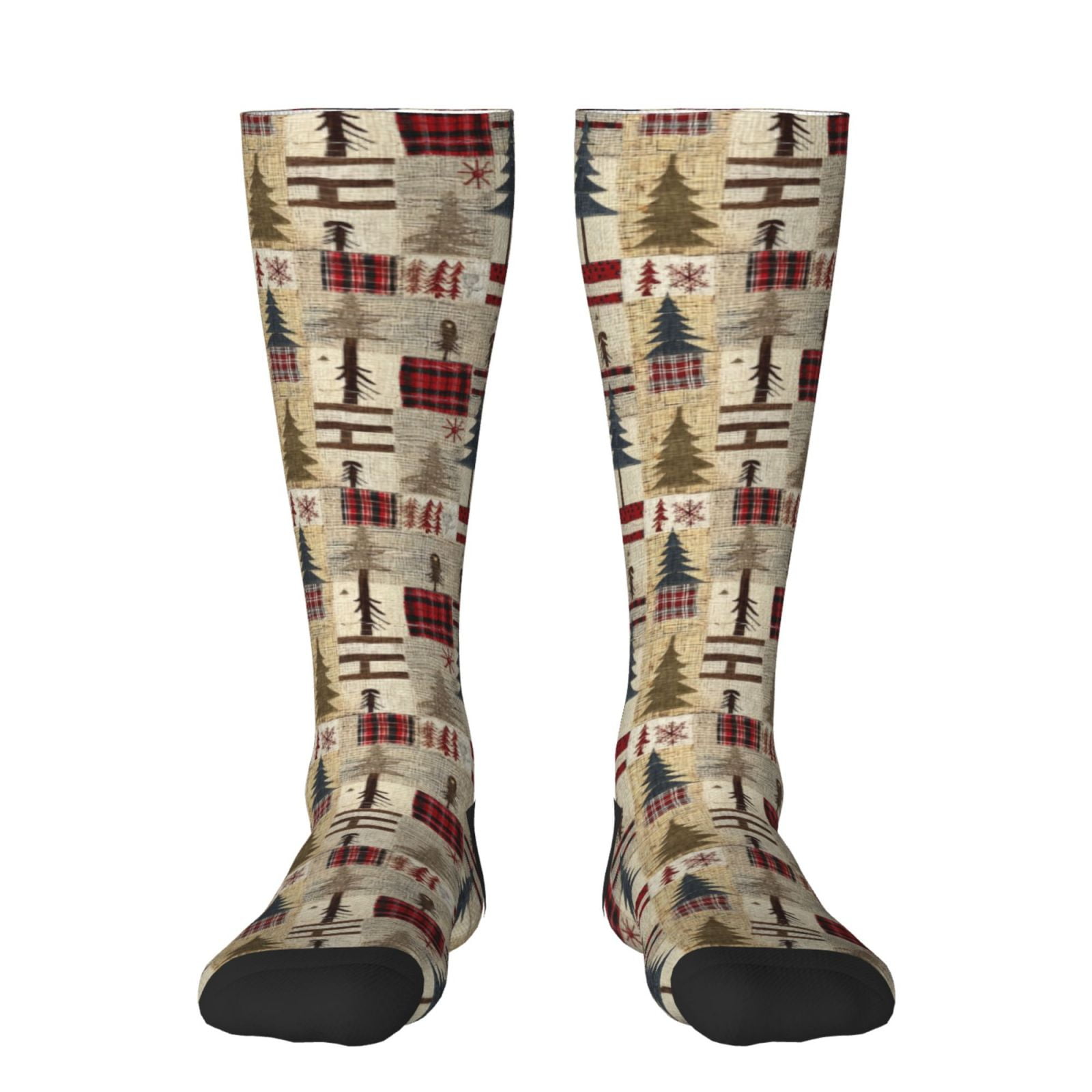 Vsdgher Rustic Plaid Forest Lodge Knee Socks, High Socks Long Stretchy ...