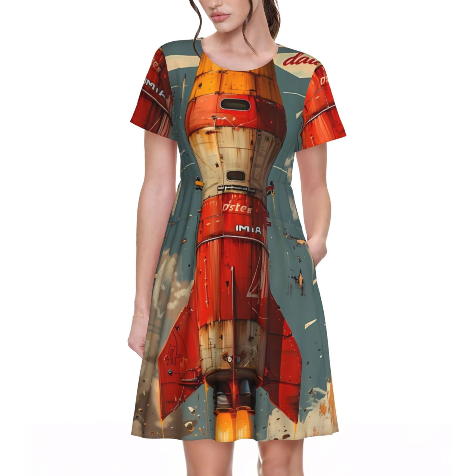 Vsdgher Rusty Rocket Launch for Womens Summer 2025 Casual Midi Maxi ...