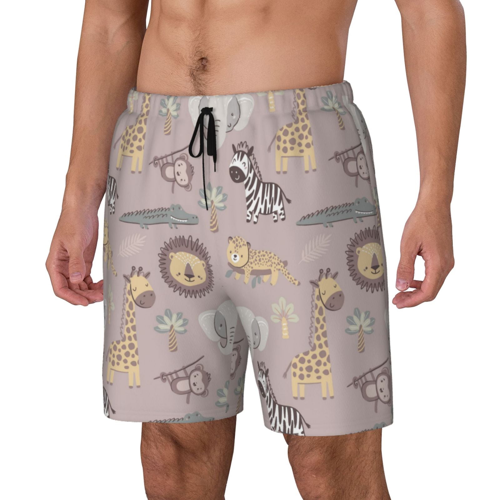 Vsdgher Safari Animals for Mens Swim Trunks with Compression Liner Swim ...