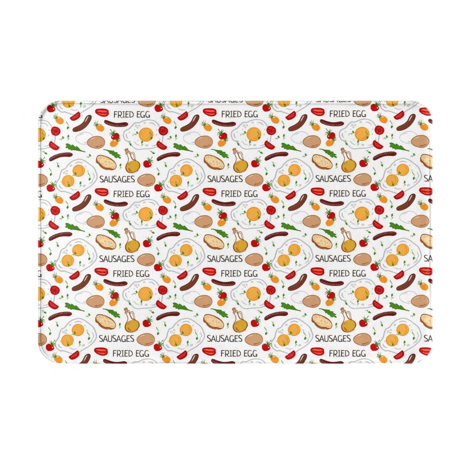 Vsdgher Sausage Tomato Toast Flannel Anti-Slip Floor Mat Comfort Mat ...