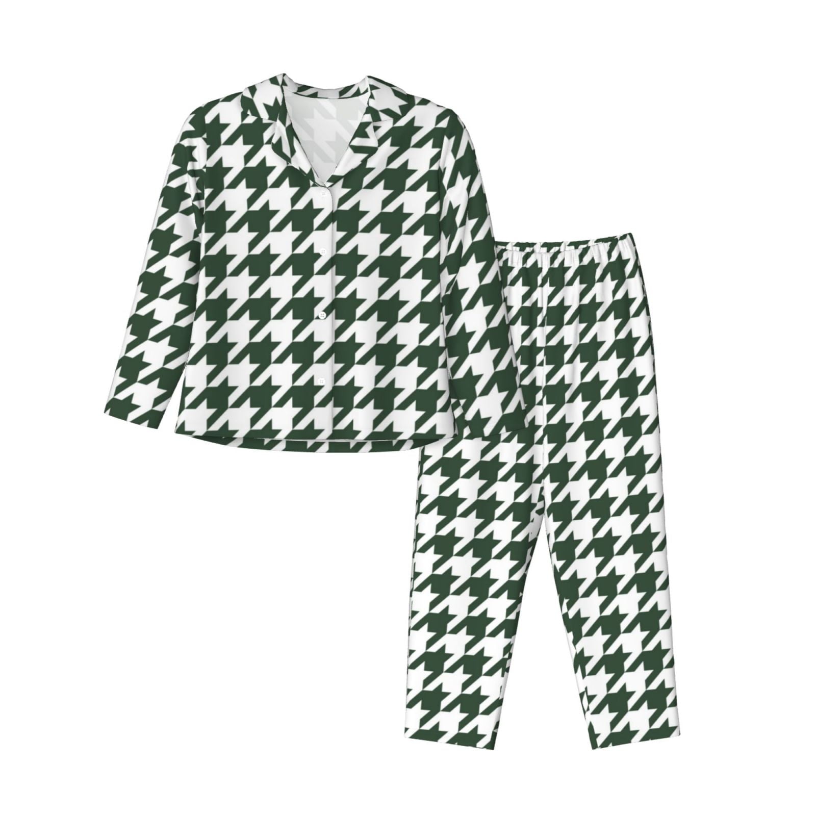Vsdgher Scottish Checkered Pajamas Set Long Sleeve Sleepwear Womens ...